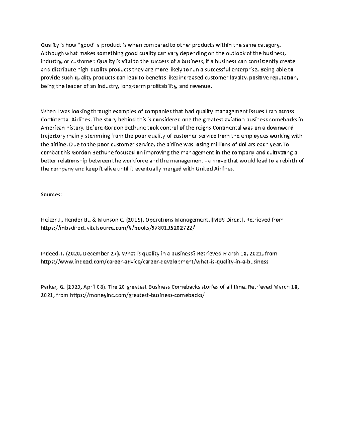 3-1 Discussion Quality - Quality is how "good" a product is when ...