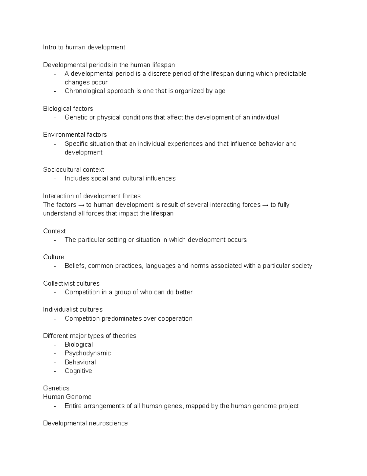 Psych 217 study - Intro to human development Developmental periods in ...