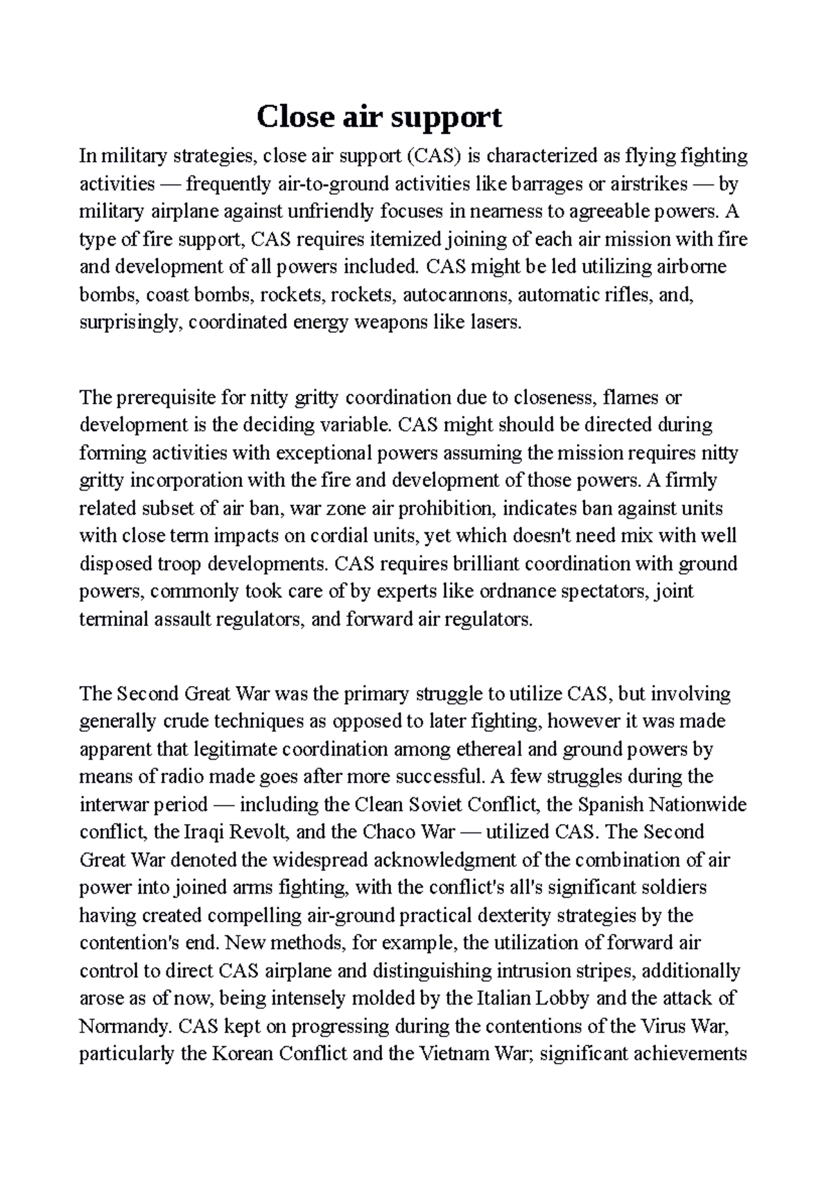 Close air support - Ifah - Close air support In military strategies ...