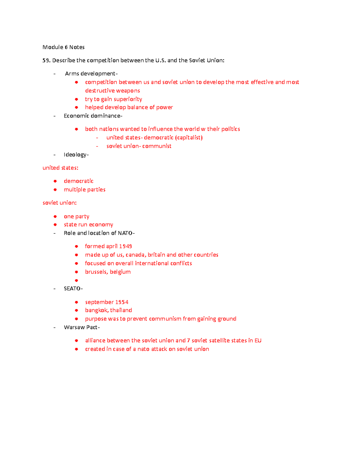Copy of Module 6 Notes US - Module 6 Notes Describe the competition ...