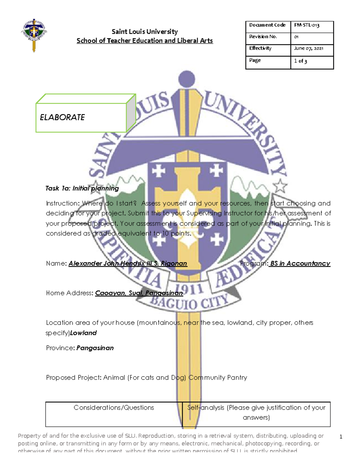 Rigonan M1 Elaborate - WALA - Document Code FM-STL- Revision No. 01 ...