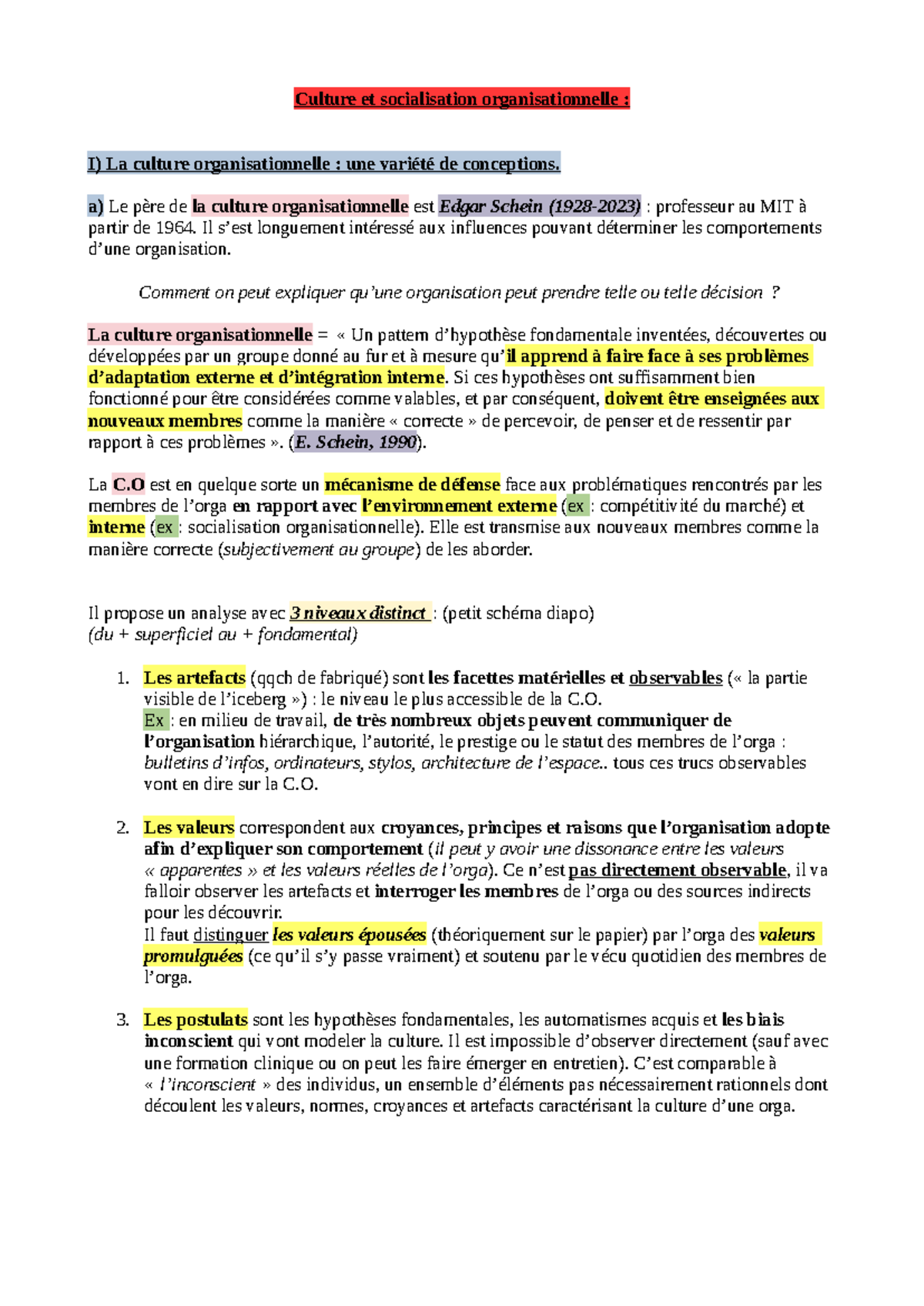 La culture de lorganisation Mr Hamel - Culture et socialisation ...