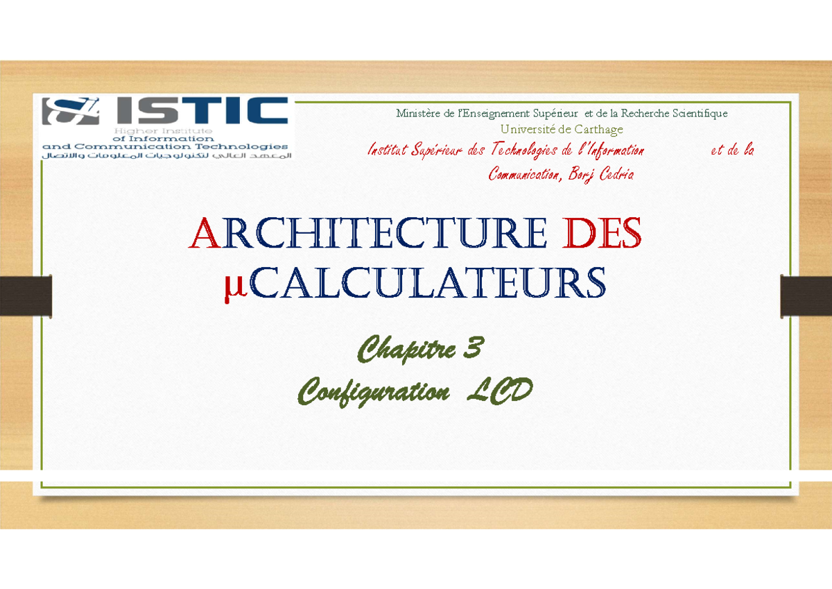 Chapitre 3 - zeez - Architecture des μcAlculAteurs Ministère de l’Enseignement Supérieur et de ...