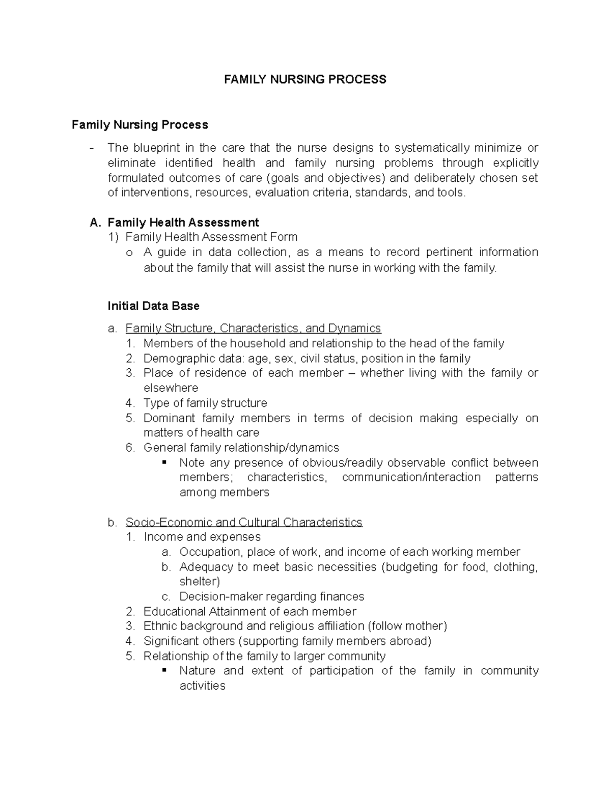 Family Nursing Process - FAMILY NURSING PROCESS Family Nursing Process ...