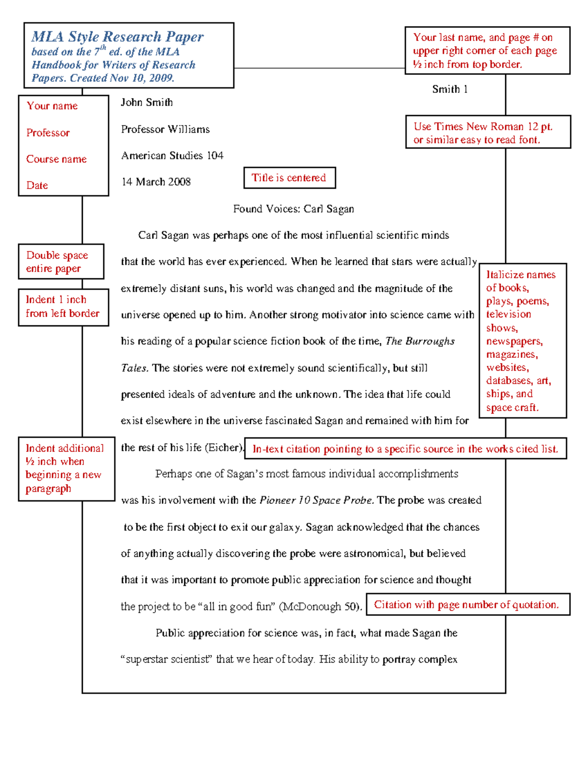 Research paper example mla - Smith 1 John Smith Professor Williams ...