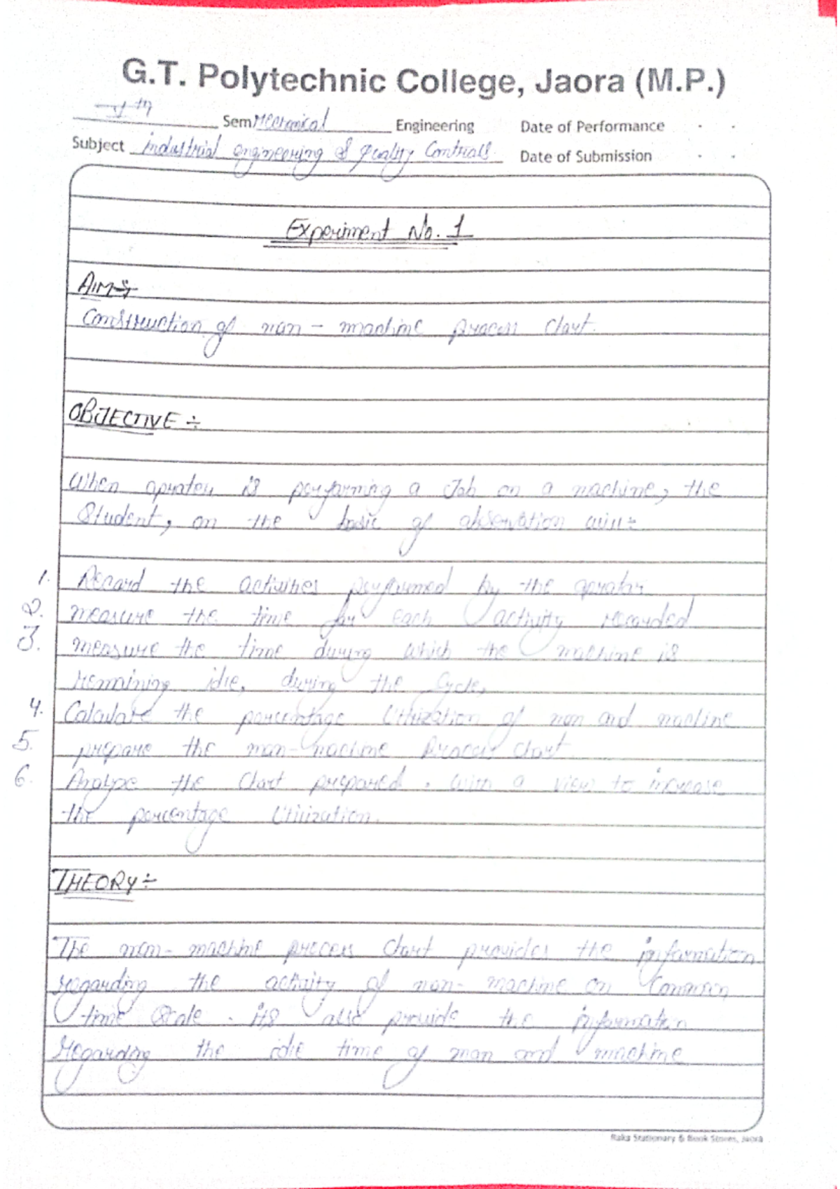 Ie&qc practical file - Basic Mechanical Engineering - Studocu