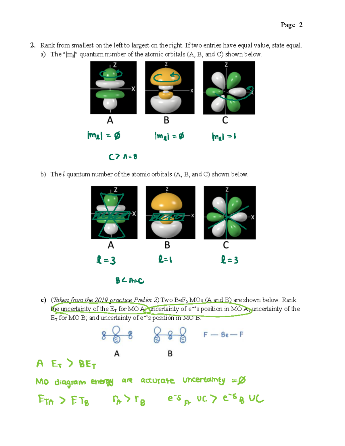 Atomic Orbital + Trend Practice - Page 2 2. Rank from smallest on the ...