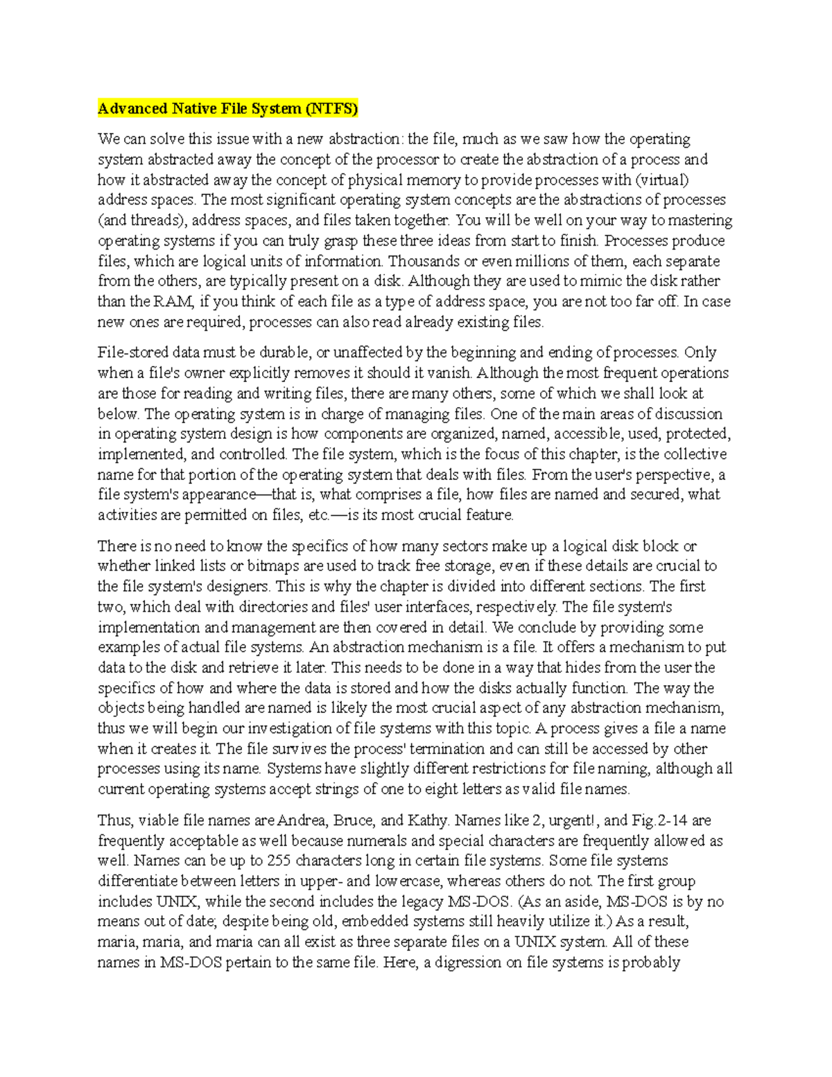 Advanced Native File System - The most significant operating system ...