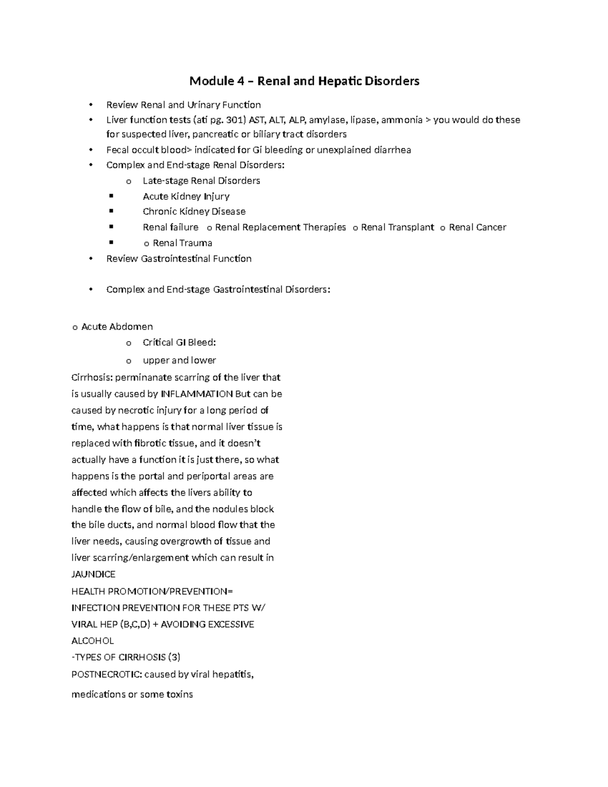 NUR 445 Exam 2 Study Guide - 03 - Module 4 – Renal and Hepatic ...