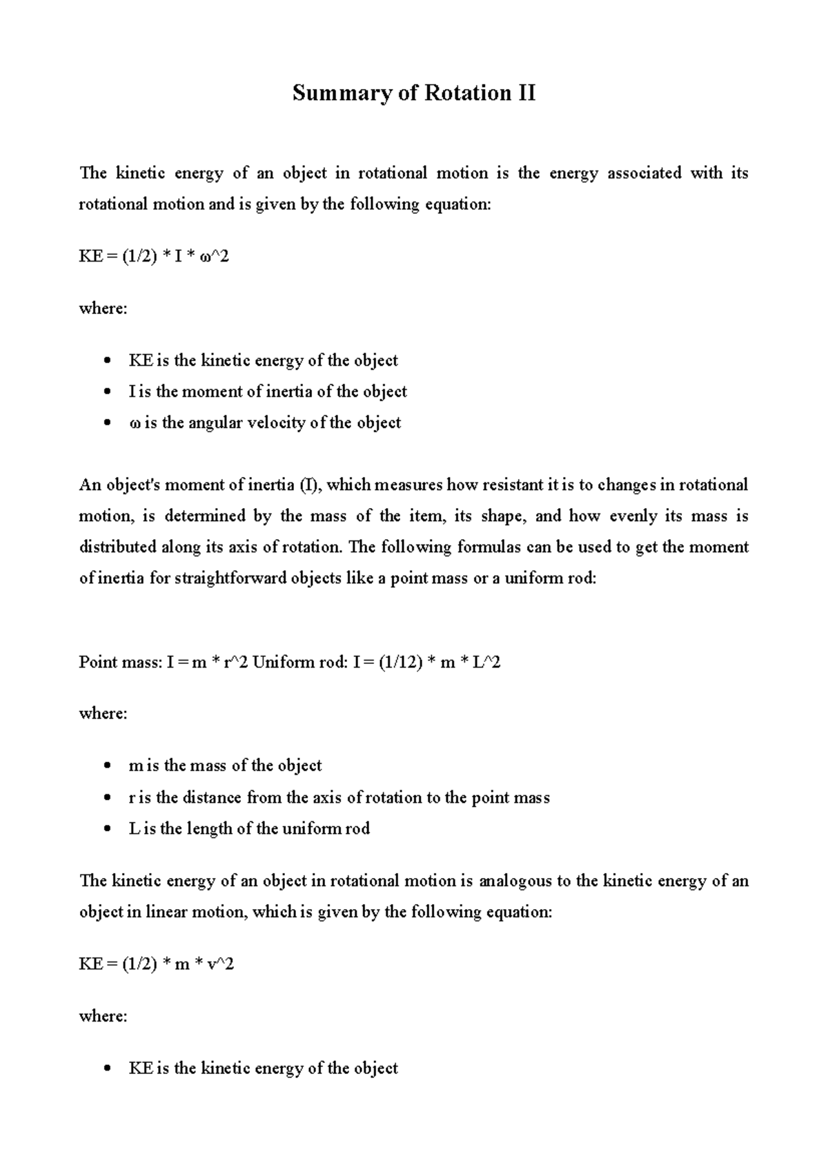 Summary of Rotation 2 - The following formulas can be used to get the ...