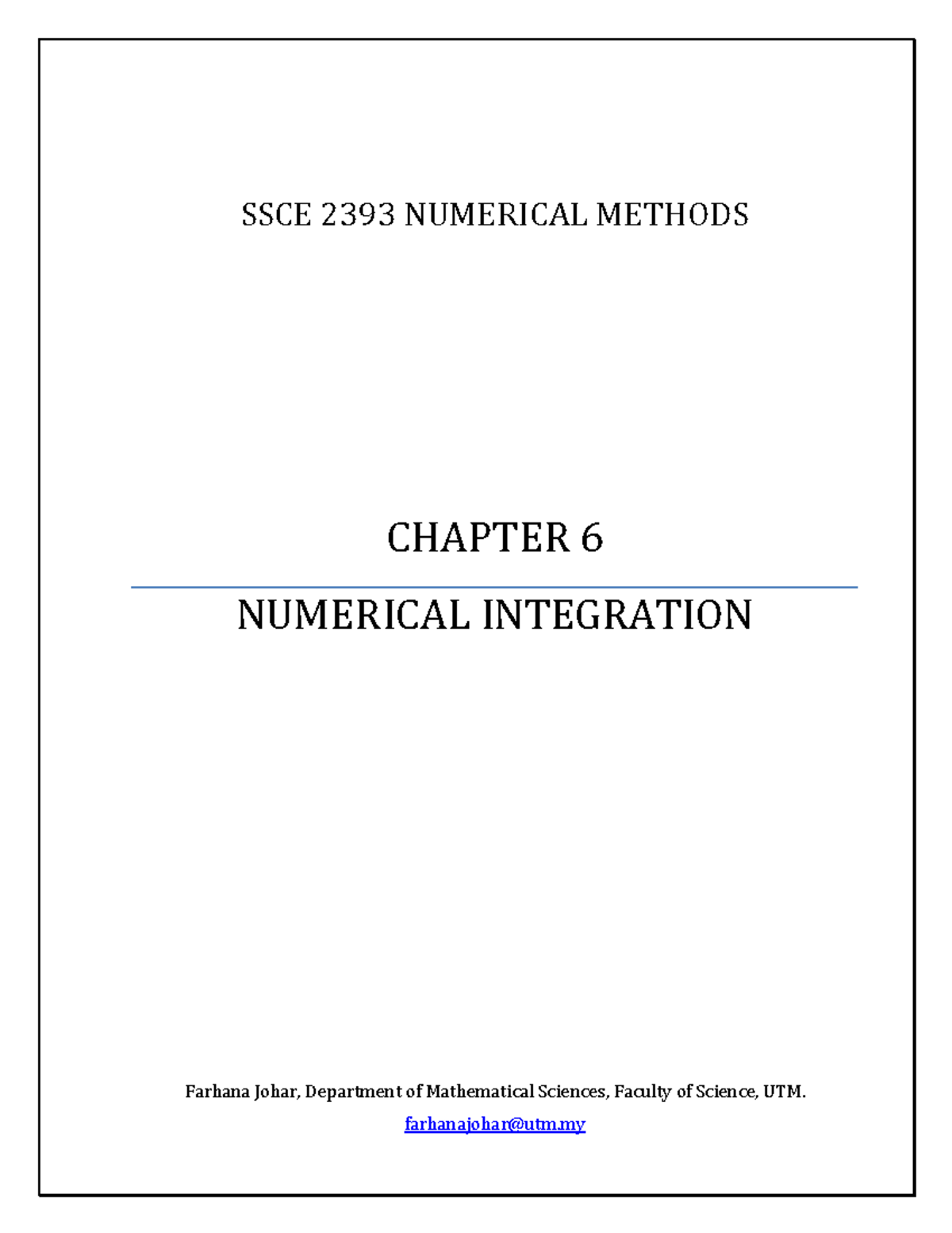 Chapter 6 - Numerical Integration - SSCE 2393 NUMERICAL METHODS CHAPTER ...