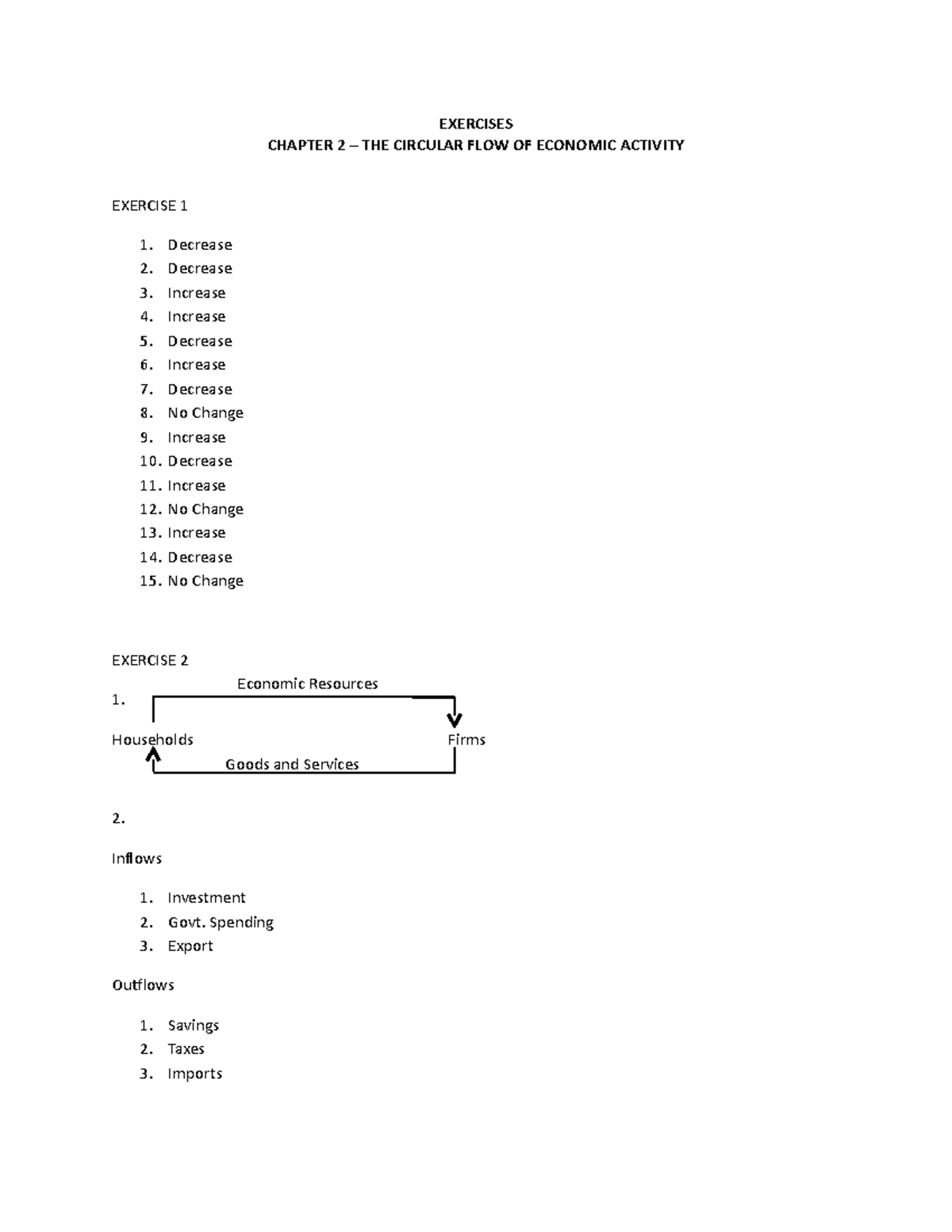 Chapter 2 - The Circular Flow - EXERCISES CHAPTER 2 – THE CIRCULAR FLOW ...