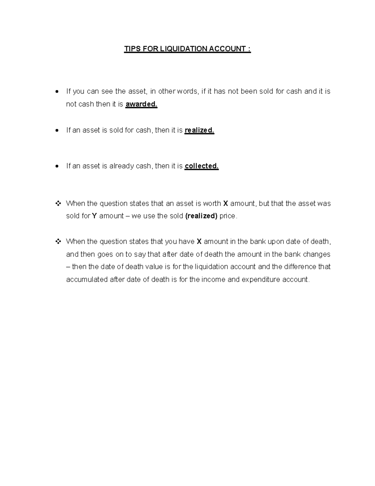 TIPS FOR Liquidation Account (2) - TIPS FOR LIQUIDATION ACCOUNT : If ...