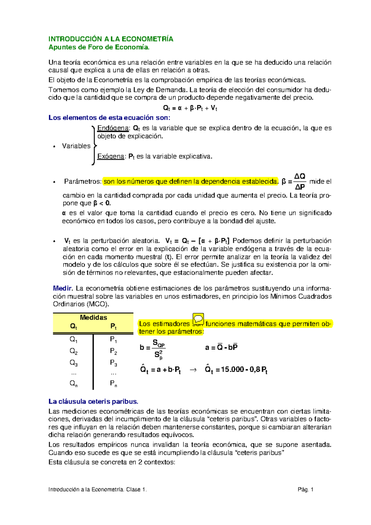 TODO Econometría - resumen de introducción a la econometria - INTRODUCCIÓN A LA ECONOMETRÍA ...