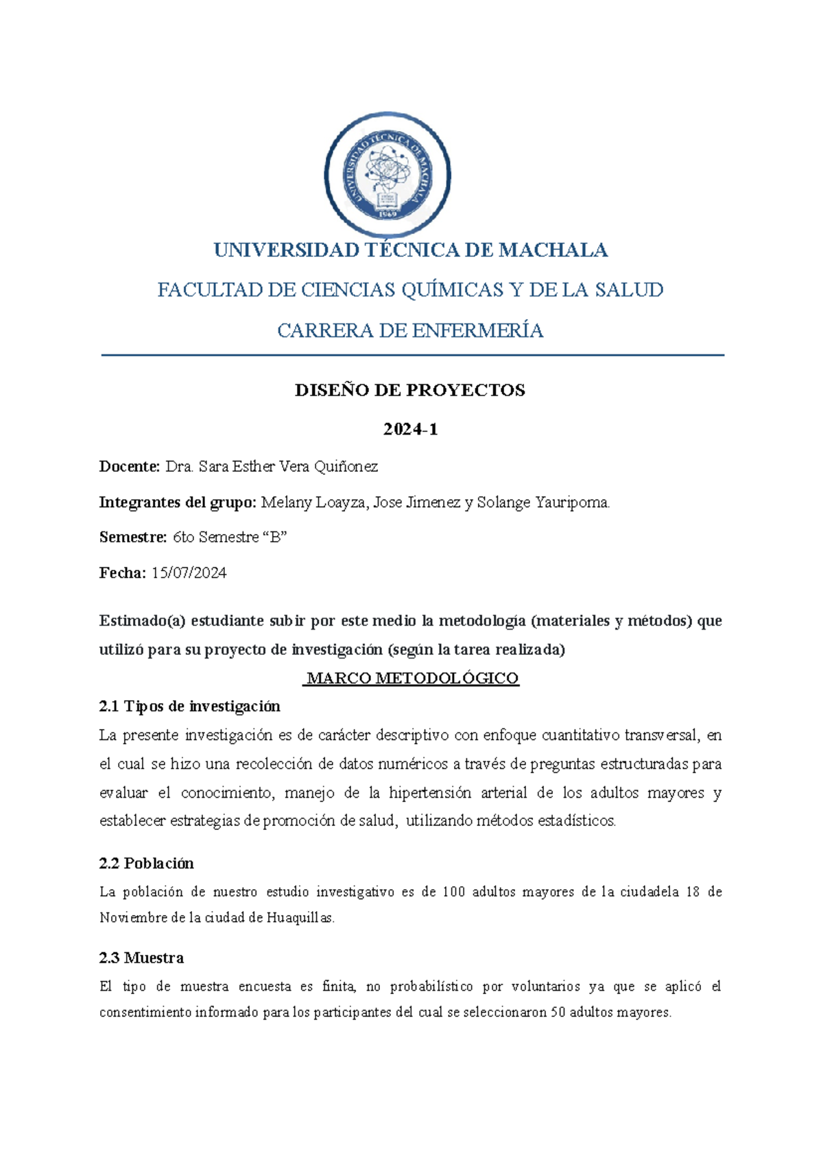 Proyecto de Investigación Metodología (Materiales y Métodos ...