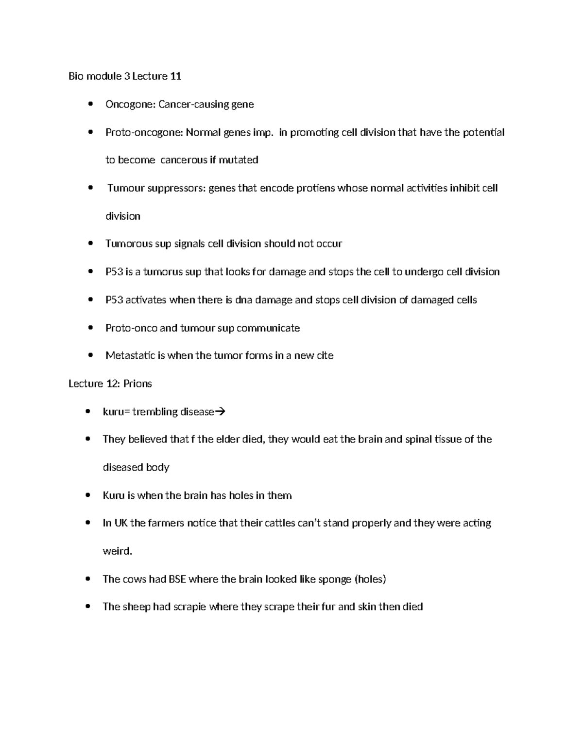 Bio module 3 Lecture 11 - Notes - Bio module 3 Lecture 11 Oncogone ...
