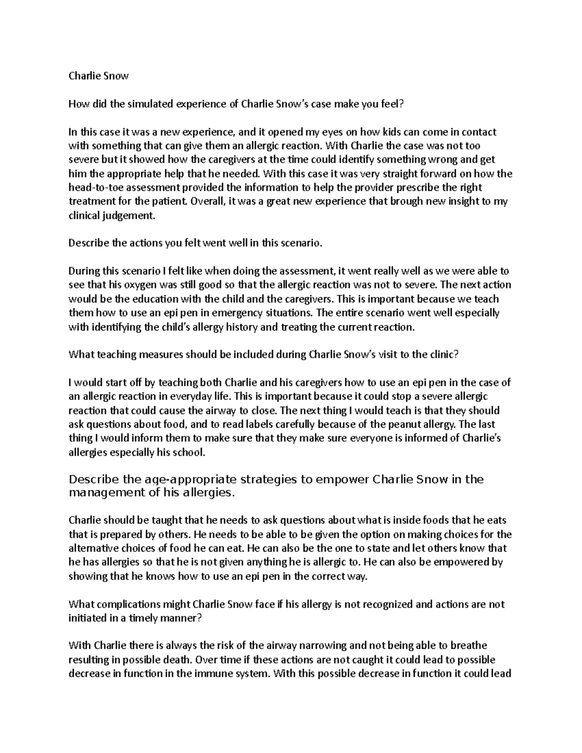 Charlie Snow - Notes over kids - Charlie Snow How did the simulated ...