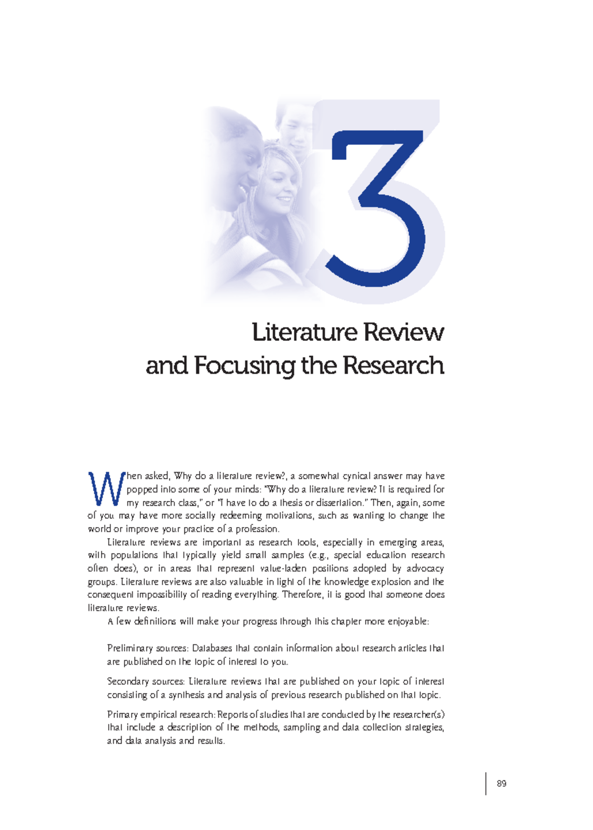 Literature Review - 3 89 Literature Review and Focusing the Research W ...