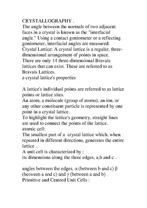 Q1 - crystallography - CRYSTALLOGRAPHY. The study of symmetry-based ...