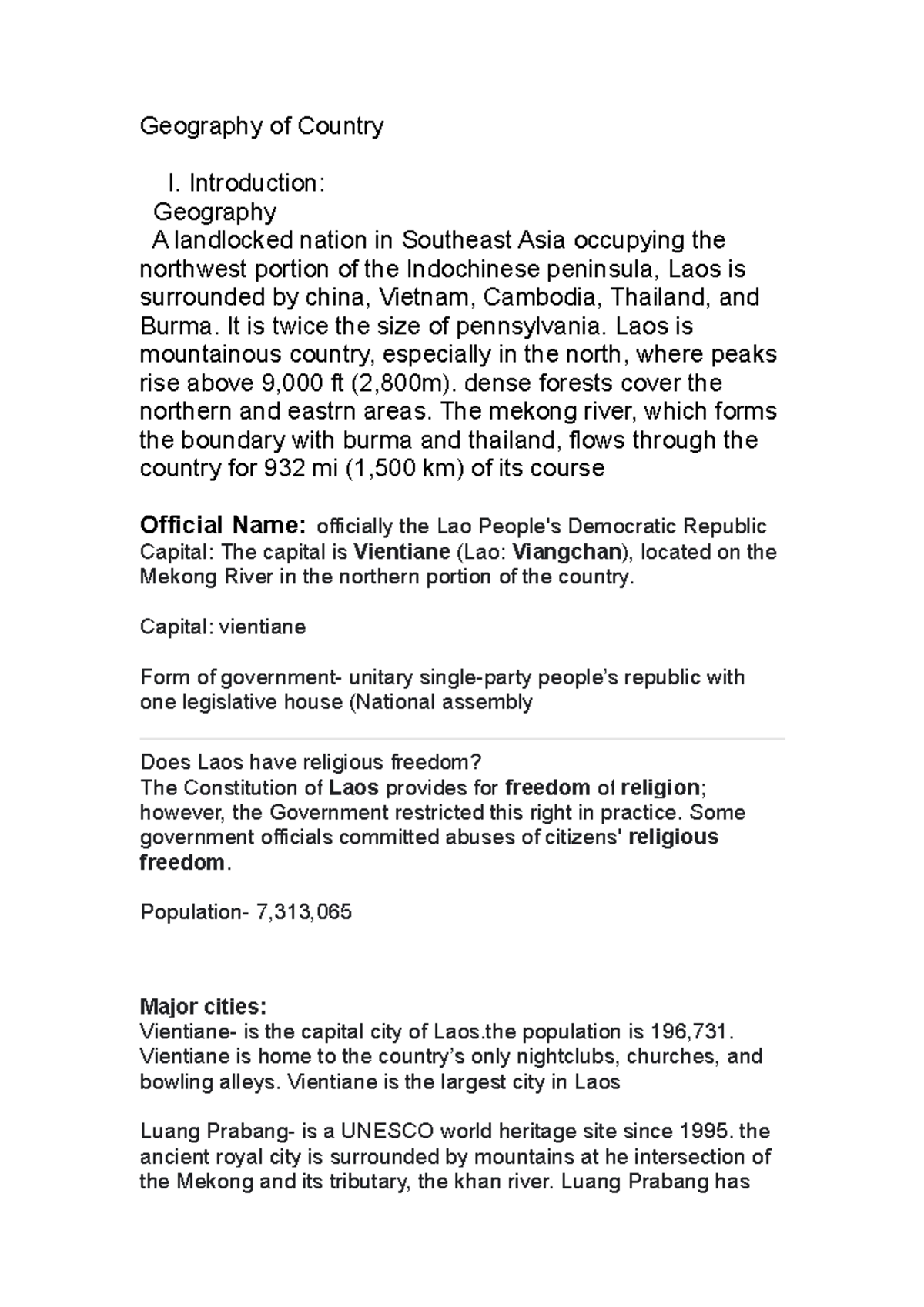 Geography of Country - Lecture notes 10 - Readings in Philippine ...