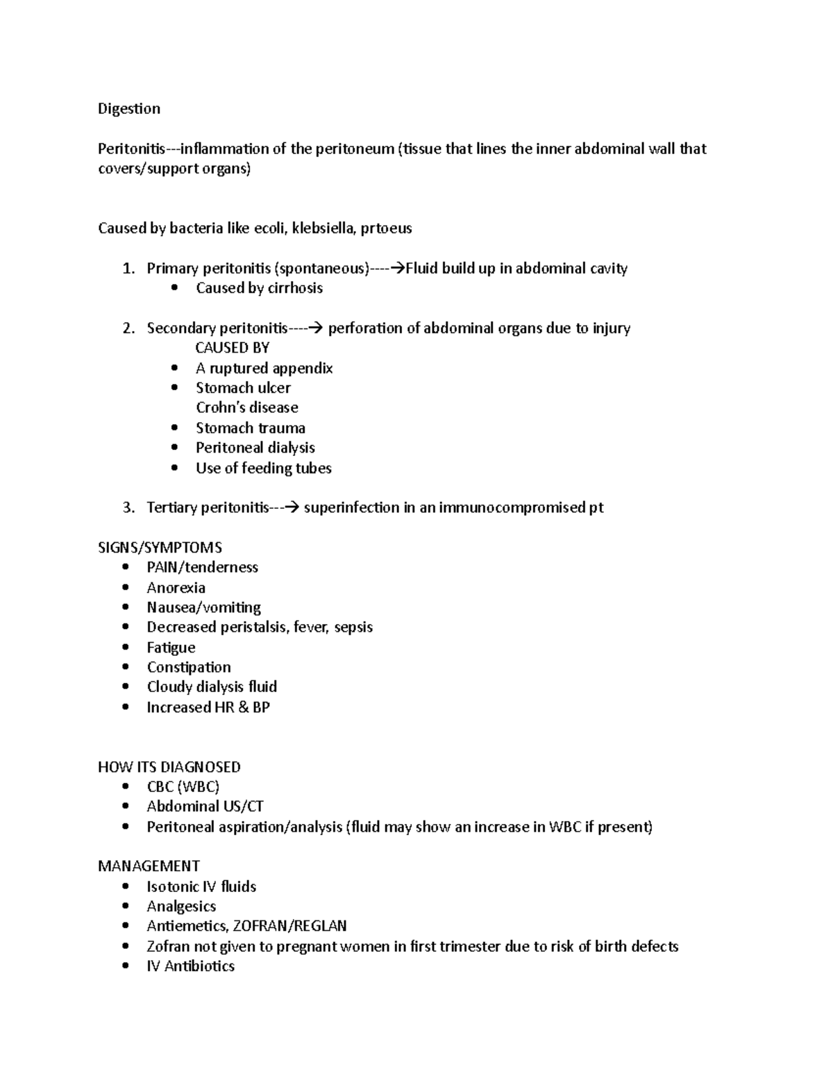 Digestion - Digestion Peritonitis-inflammation of the peritoneum ...