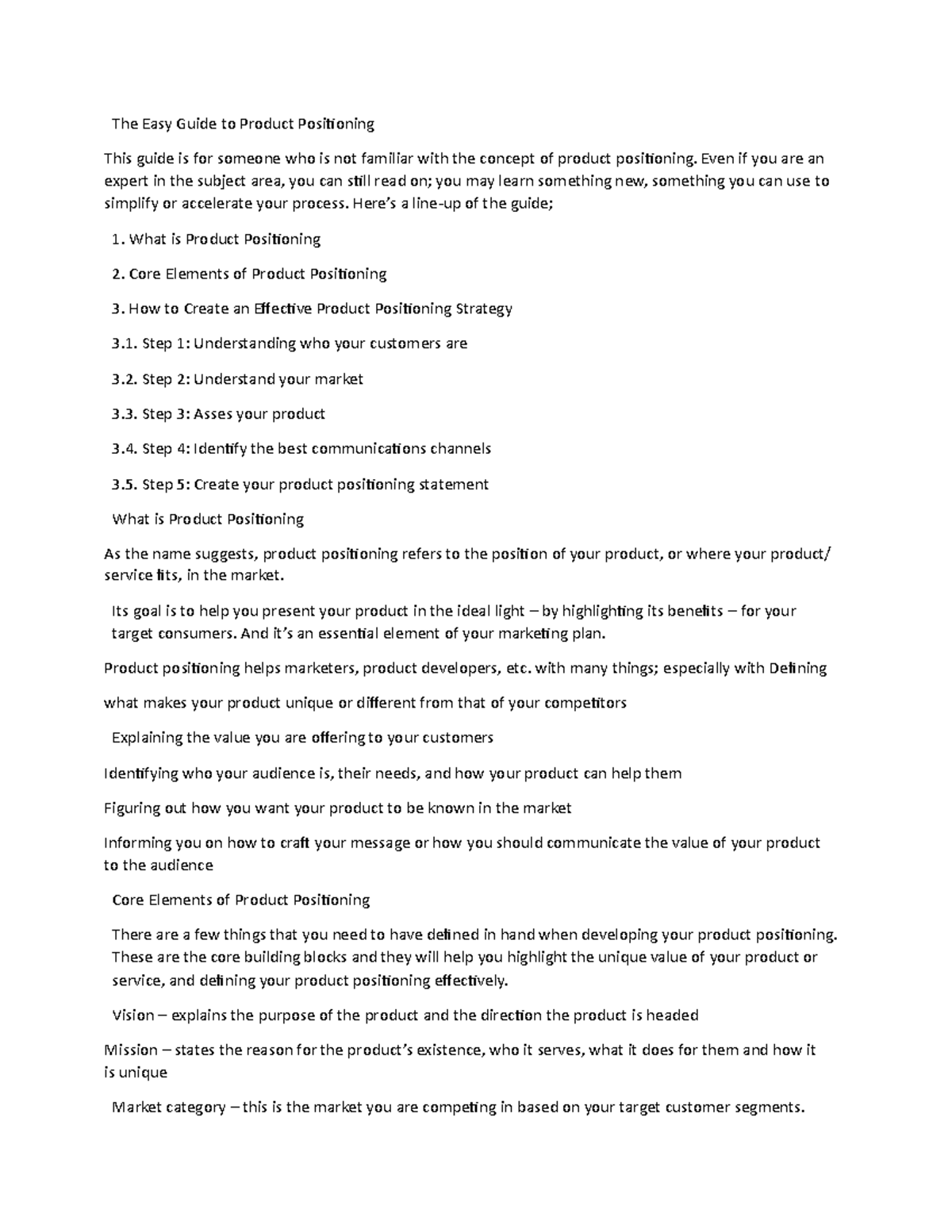 Product Positioning - The Easy Guide to Product Positioning This guide ...