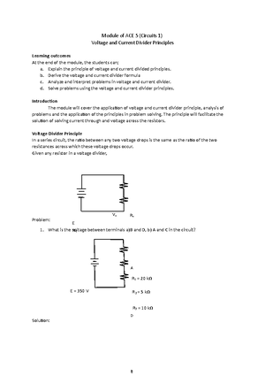 Worded Problems on Simple Circuits - Module on ACE 5/ ACC 1 Topic: Worded Problems on Simple ...