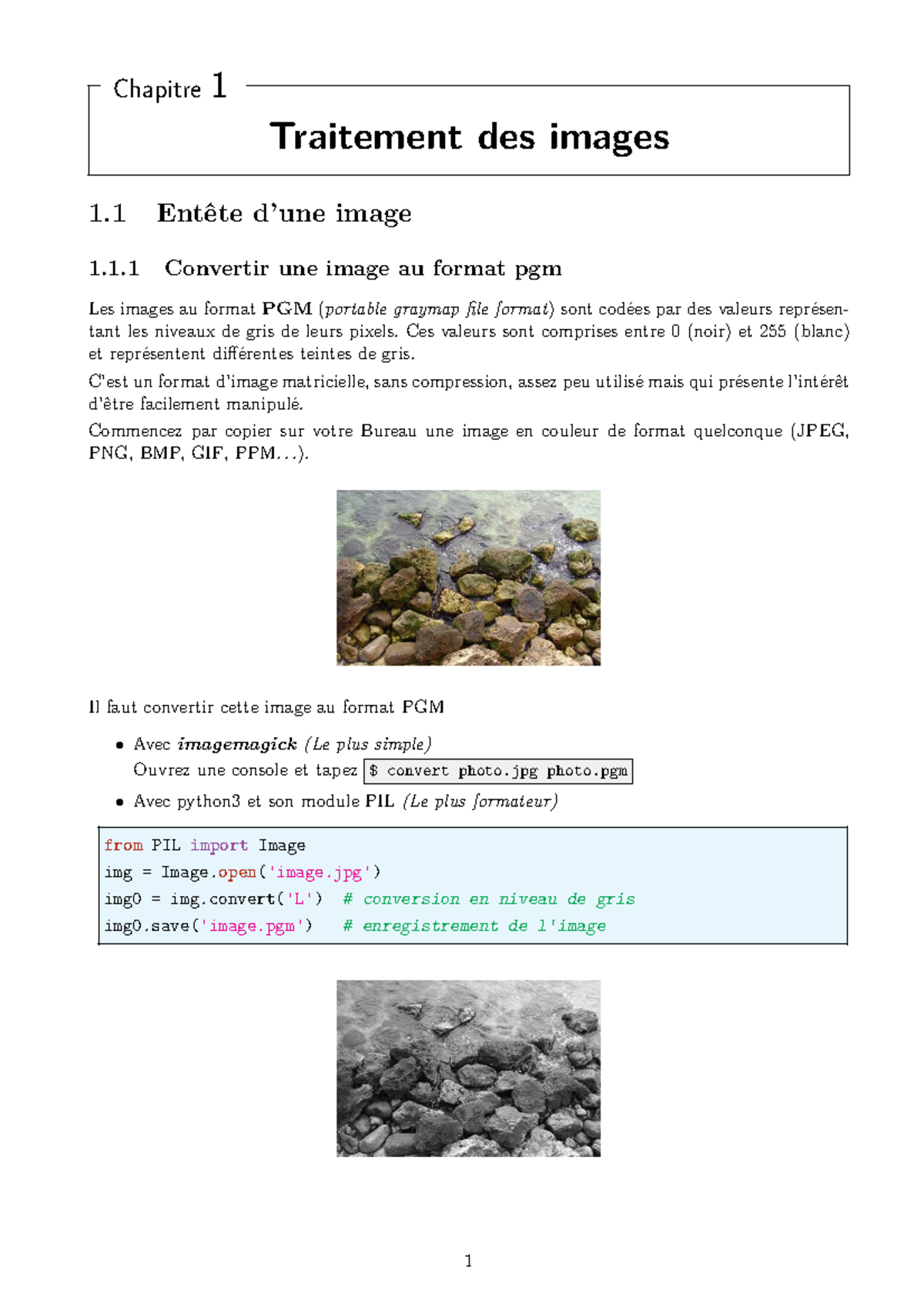 Cours image - Chapitre 1 Traitement des images 1 Entête d’une image 1.1 ...