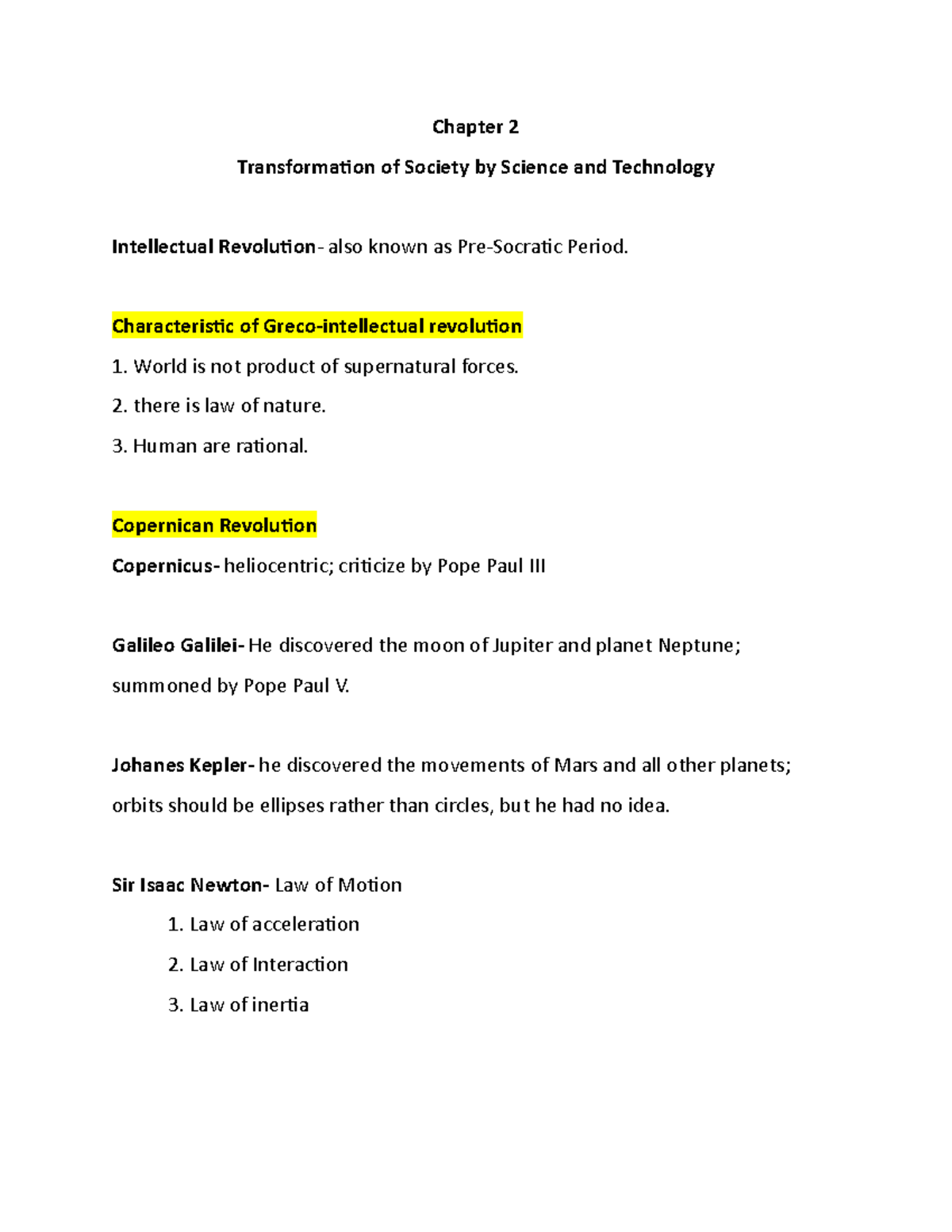 STS Chapter 2 Lecture Notes - Chapter 2 Transformation of Society by ...