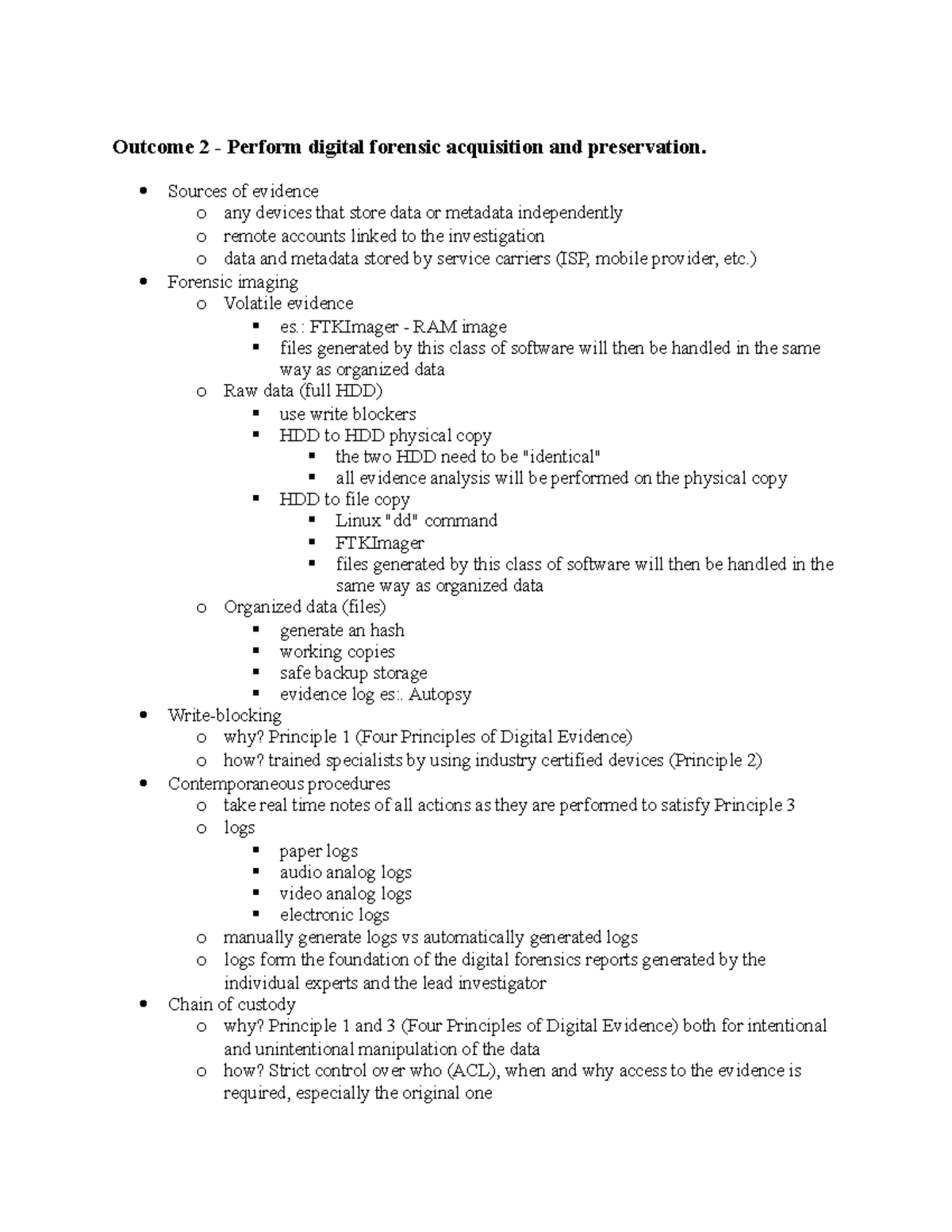 Outcome 2-2 - Outcome 2 - Perform digital forensic acquisition and ...