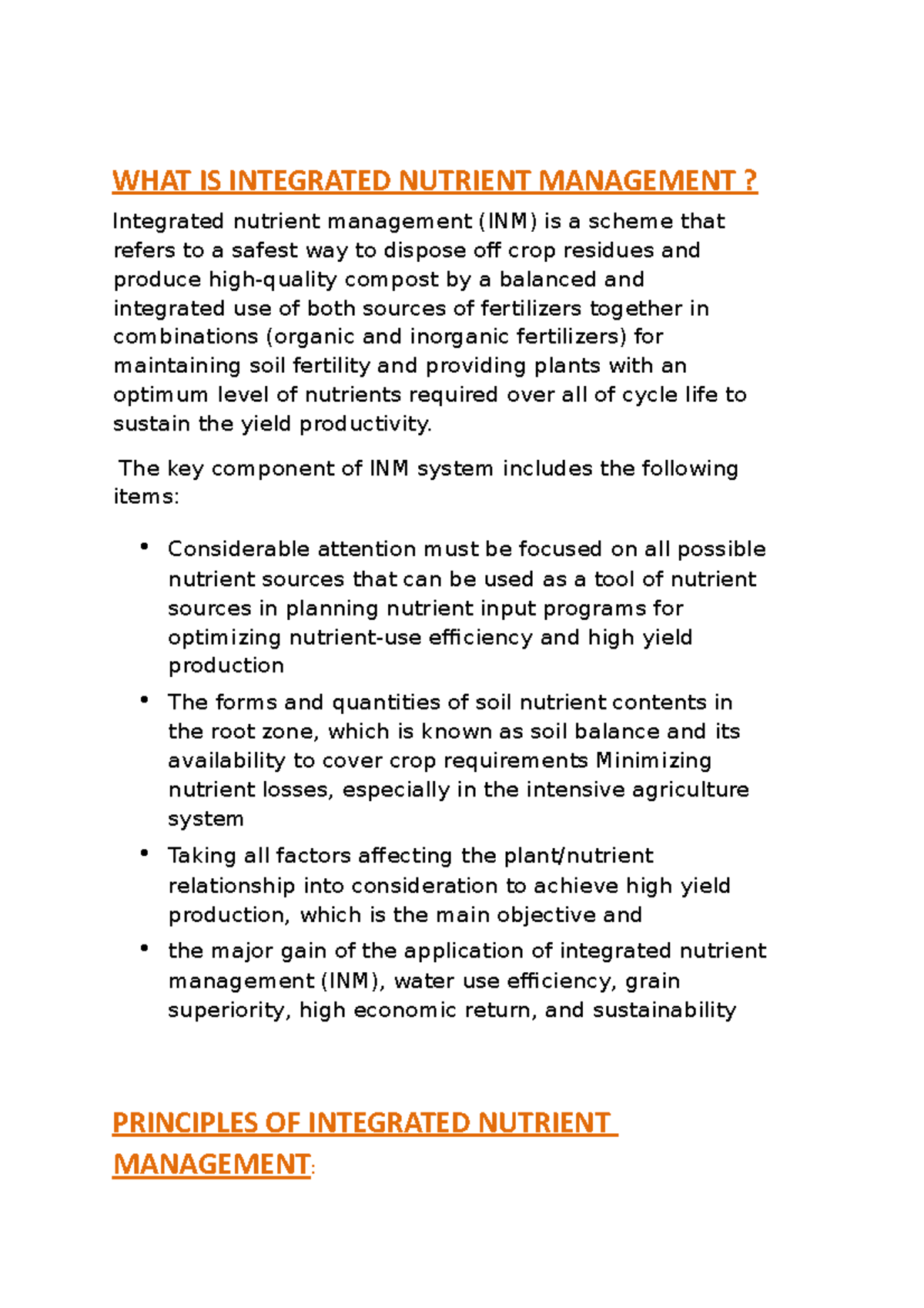 Integrated nutrient managment - WHAT IS INTEGRATED NUTRIENT MANAGEMENT ...
