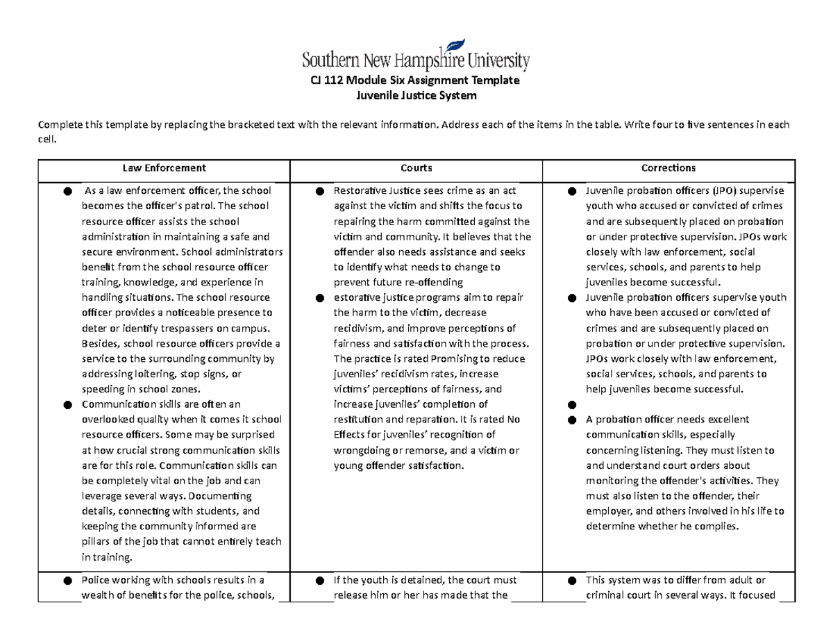 Module 6-1 (2) - Lecture notes 6-8 - CJ 112 Module Six Assignment ...