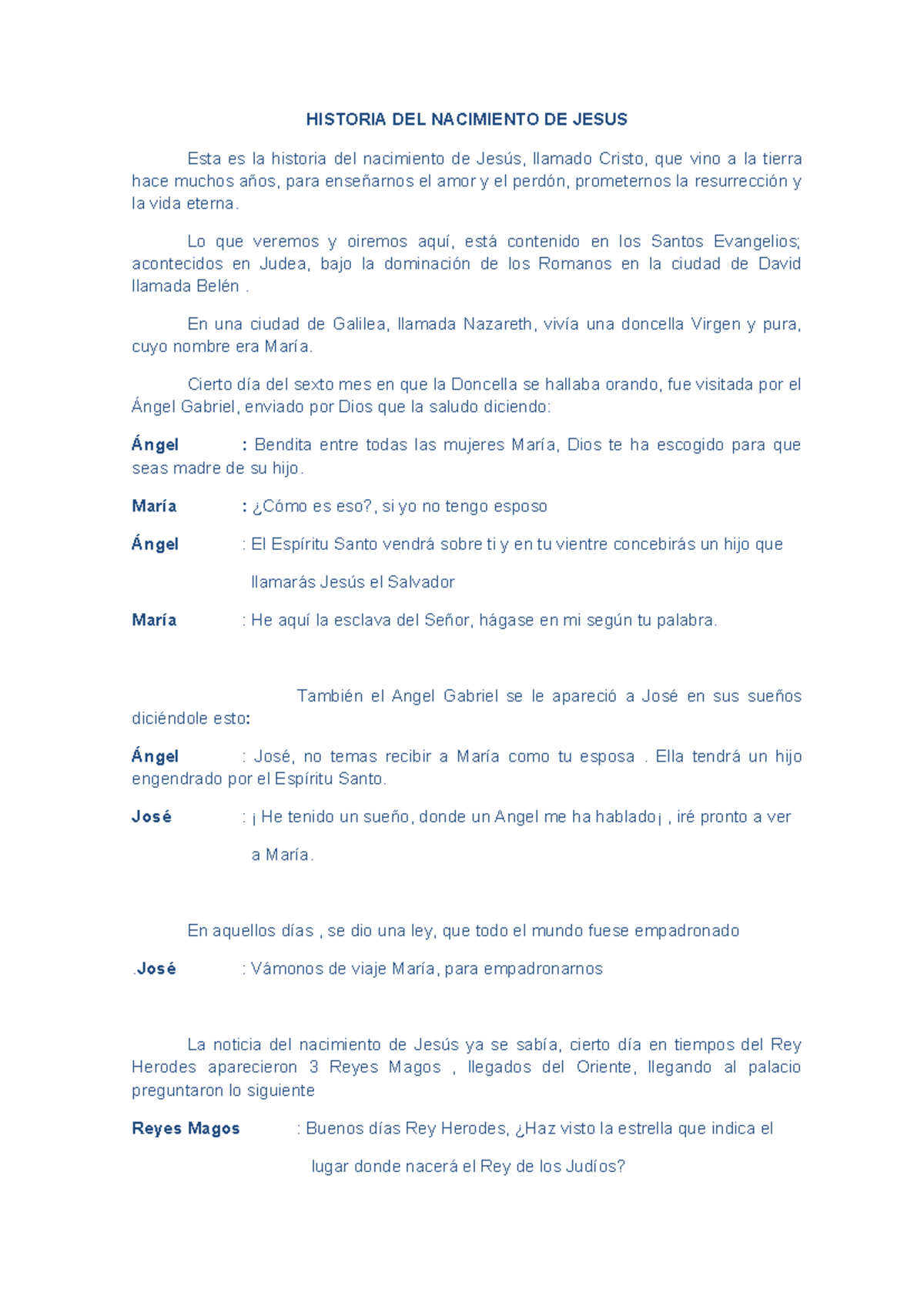 Historia DEL Nacimiento DE Jesus - HISTORIA DEL NACIMIENTO DE JESUS ...