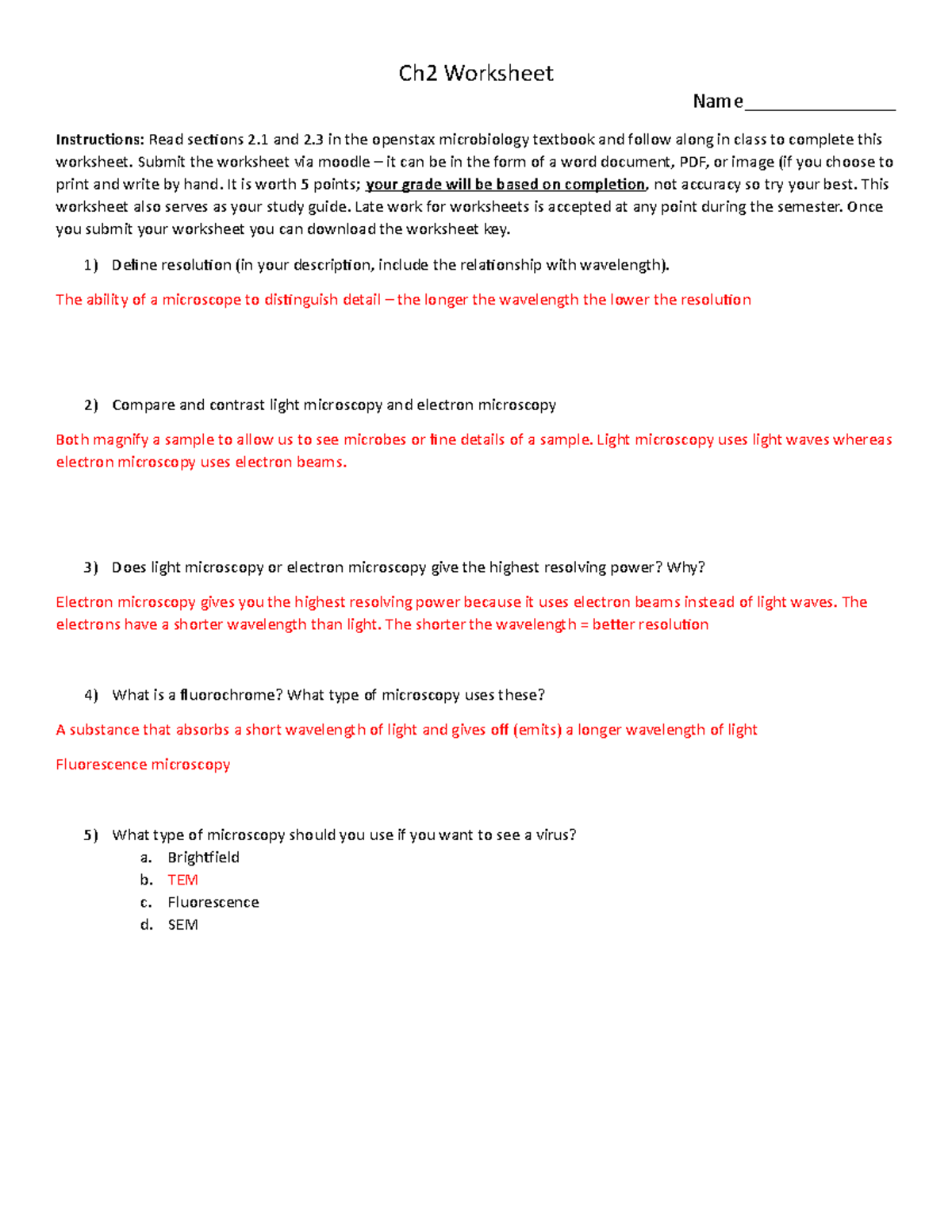Ch2 worksheet Key - Chapter one review questions with answers to help ...