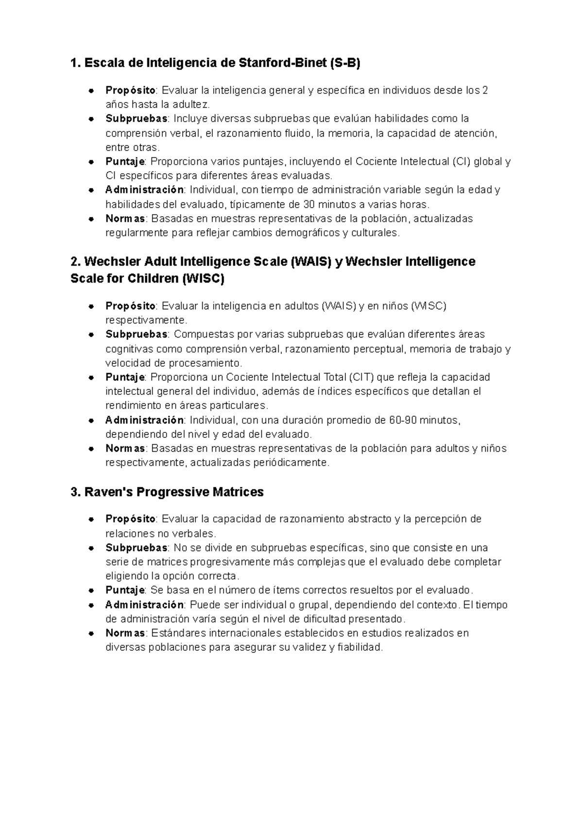 Fichas tecnicas - 1. Escala de Inteligencia de Stanford-Binet (S-B ...
