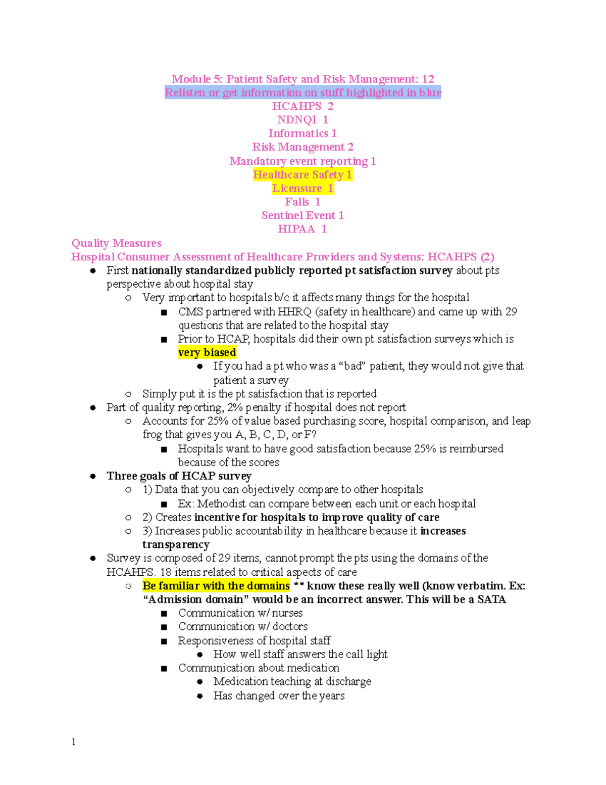 TEST 2 Leadership 3 - Test 2 - Module 5: Patient Safety and Risk ...