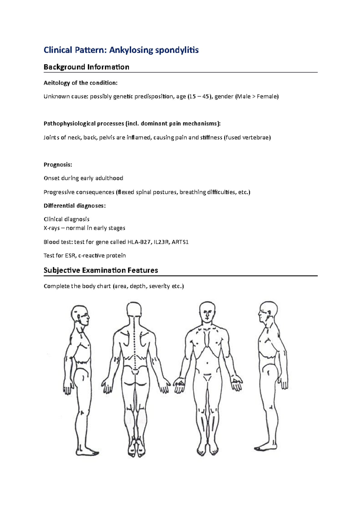 Clinical Pattern Template - AS - Clinical Pattern: Ankylosing ...