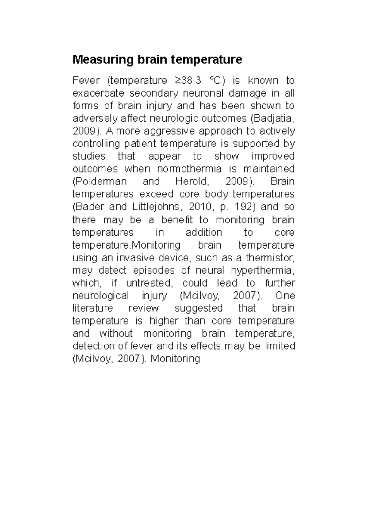 Measuring brain temperature - Measuring brain temperature Fever ...