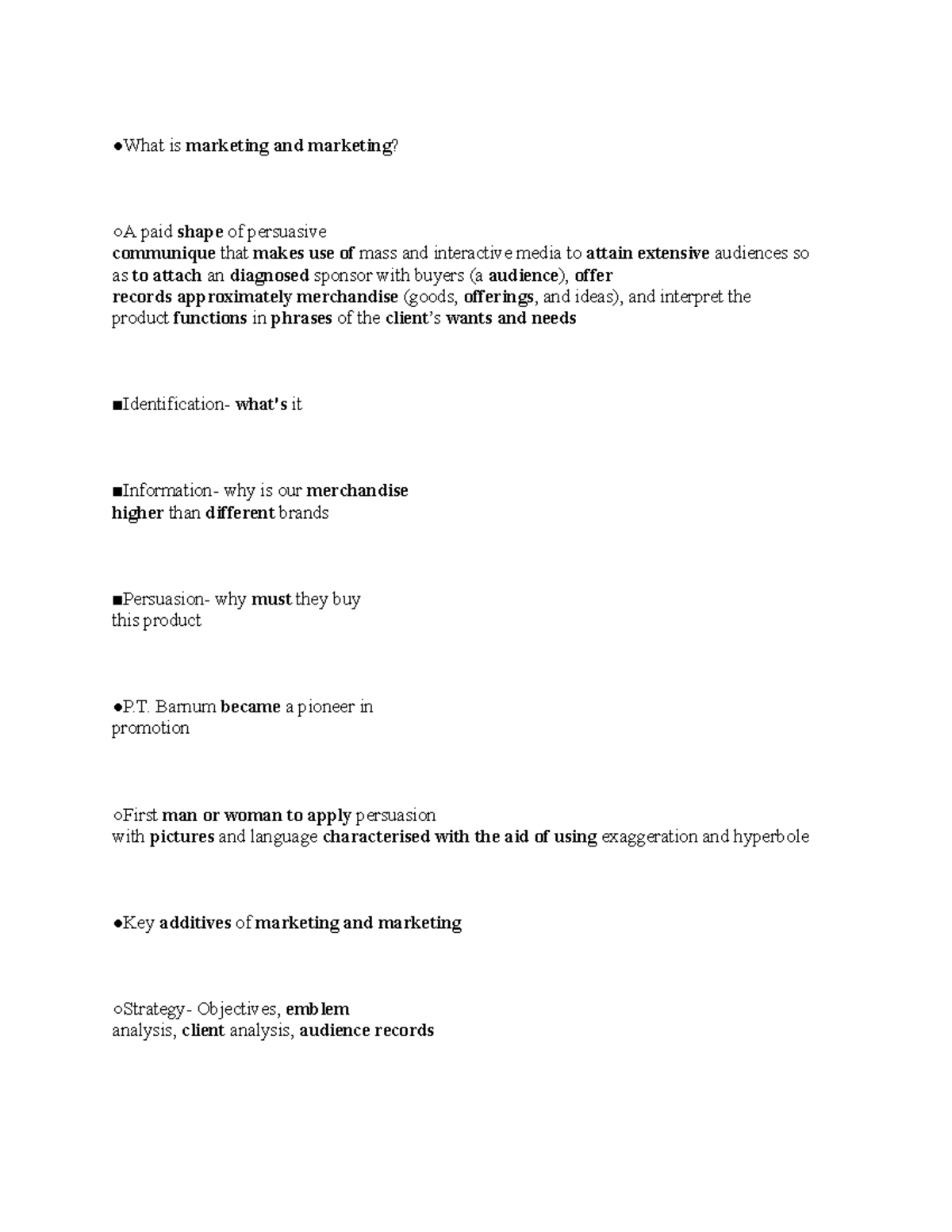 Prin. of Advertising Notes - What is marketing and marketing? A paid ...