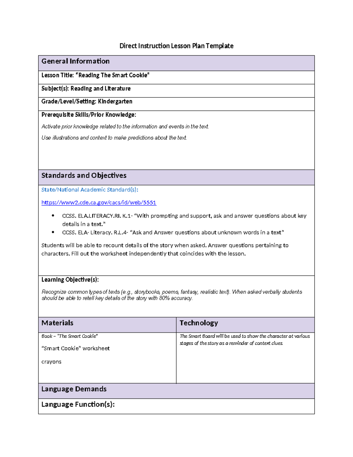 Lp direct instruction lesson plan template (1) - Direct Instruction ...