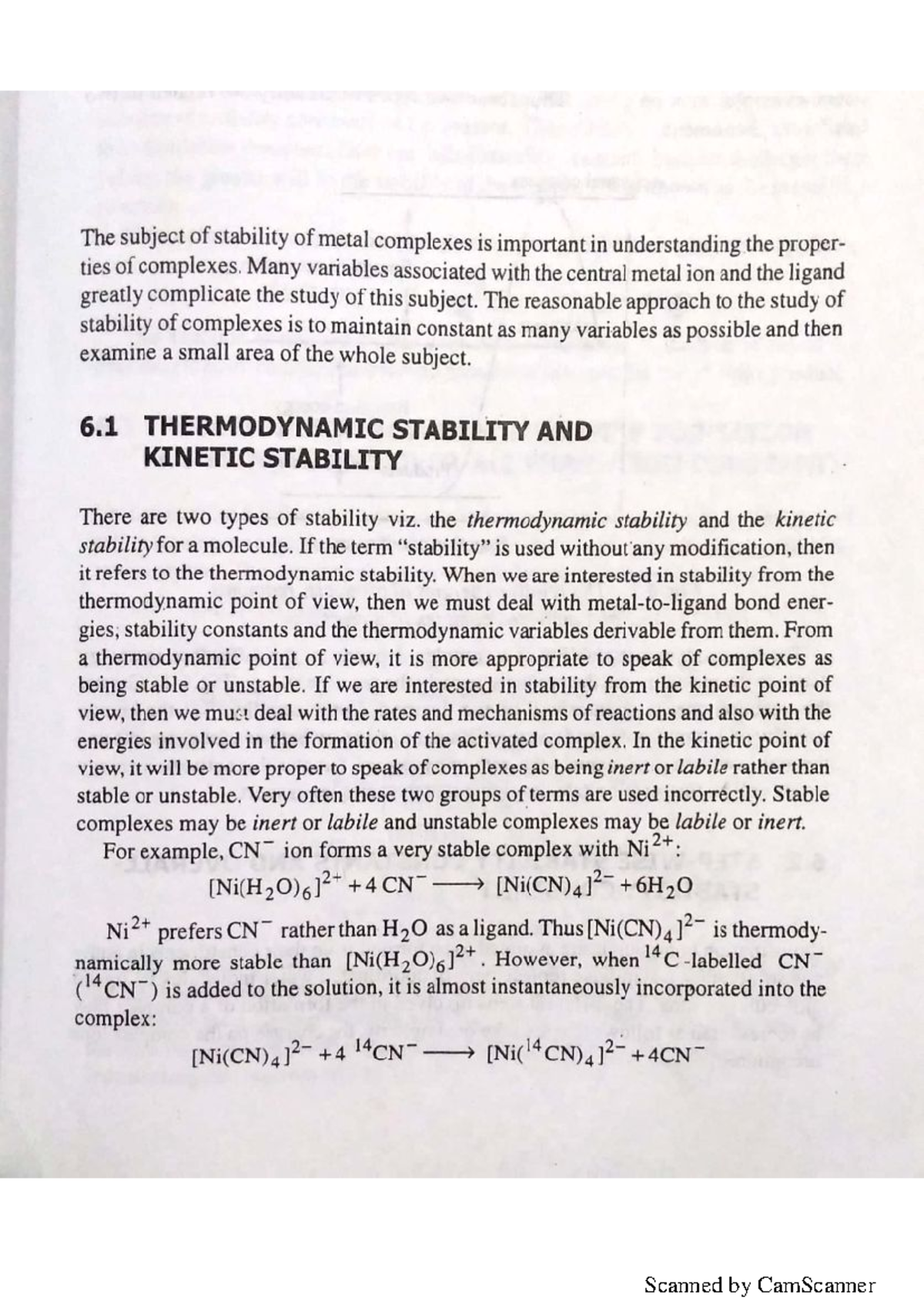 6th sem Metal - ligand equilibria - The subject of stability of metal ...