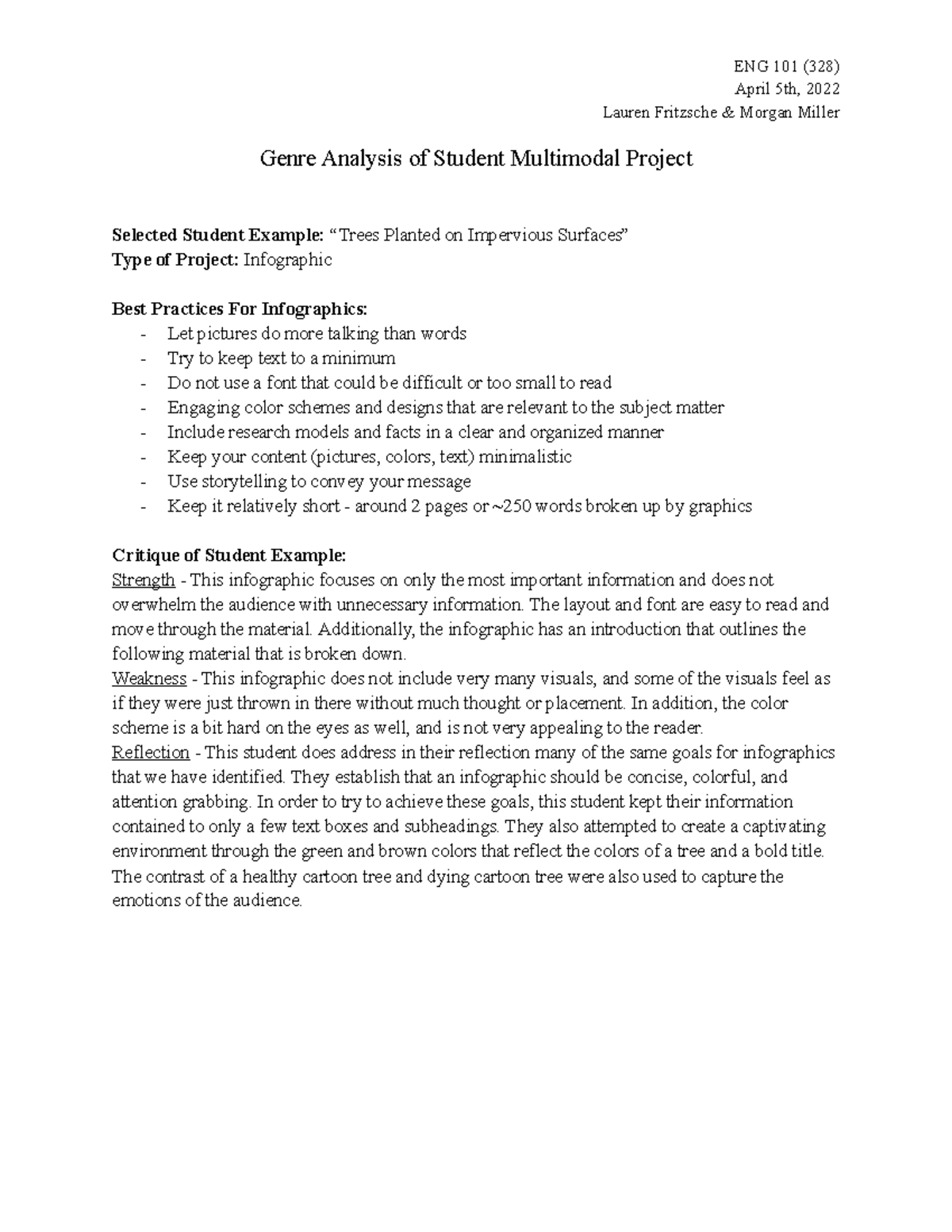 Genre Analysis Multimodal Project - ENG 101 Tues Class Activity - ENG ...
