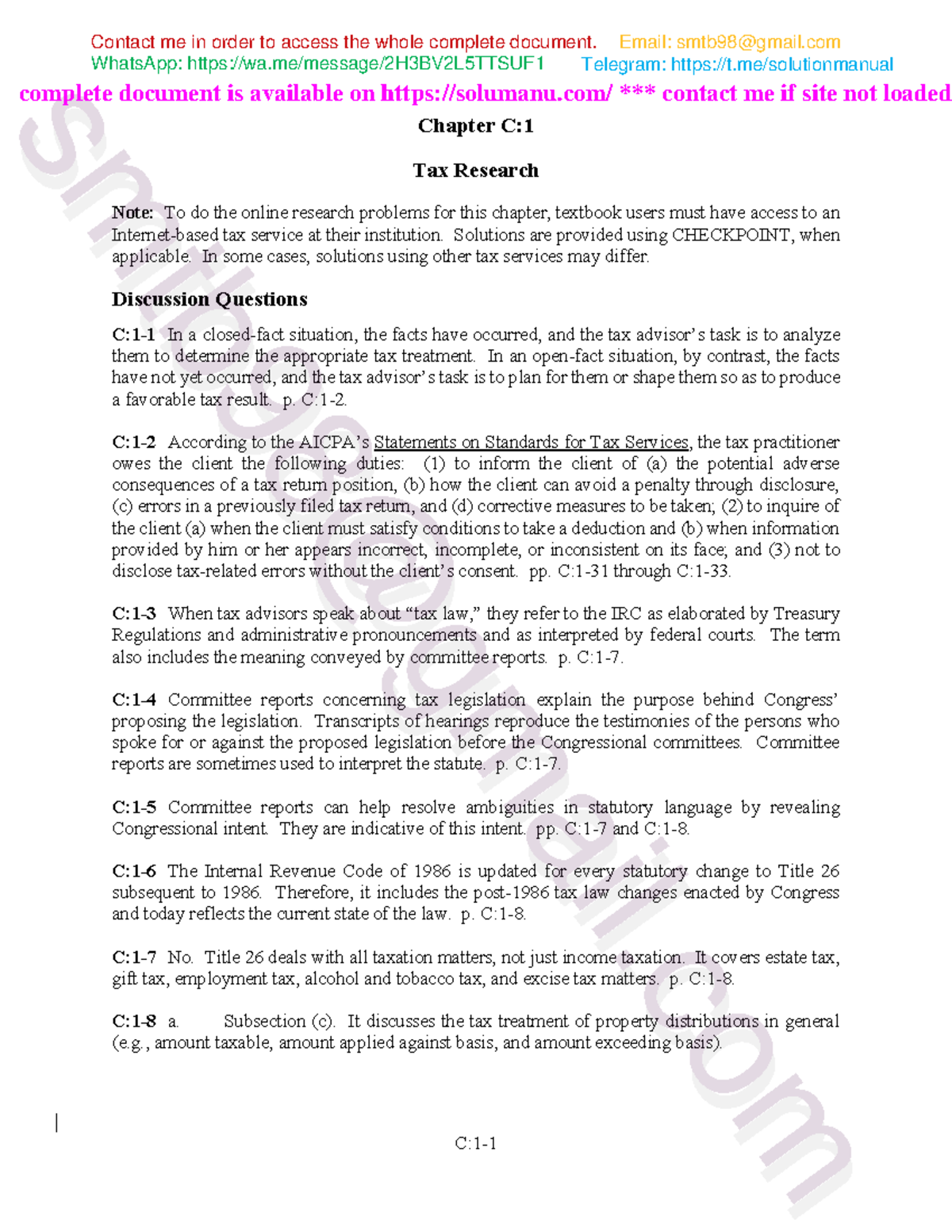 Solution Manual for Pearson's Federal Taxation 2024, Corporations 37th ...