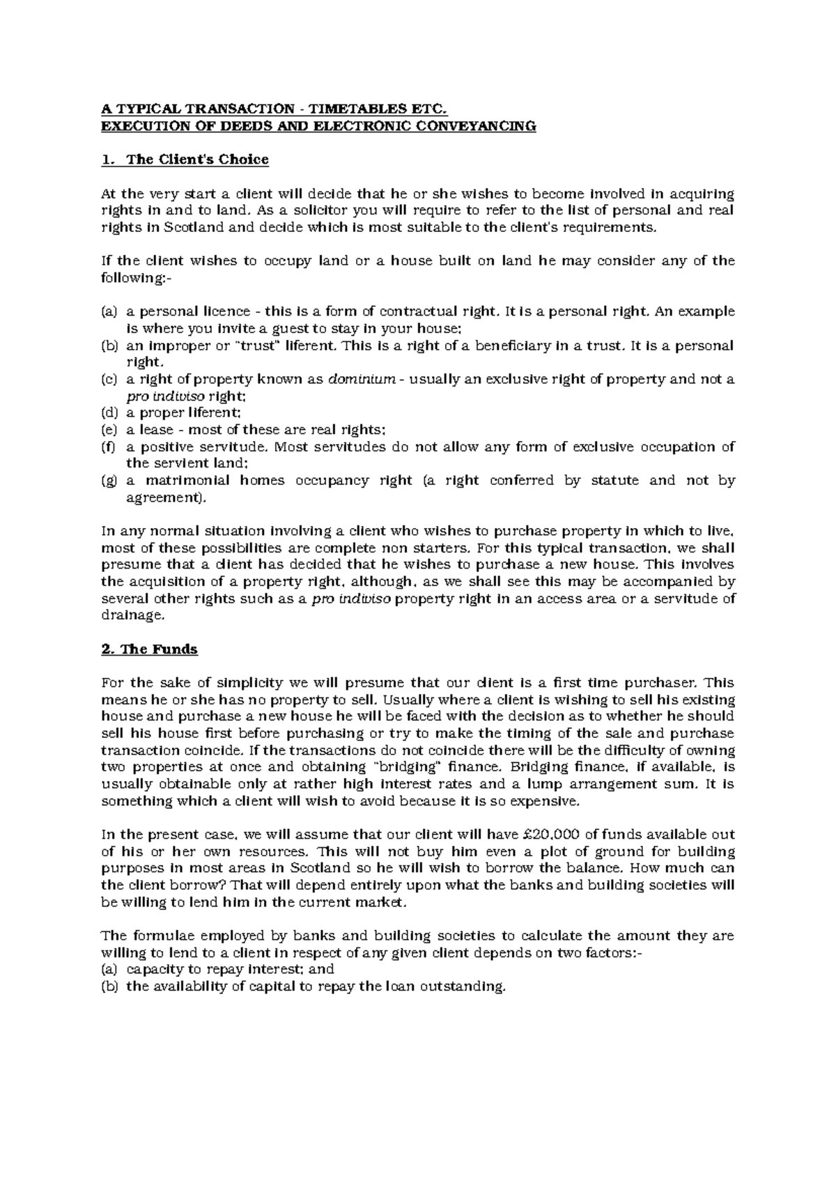 Typical Conveyancing Transaction Example - A TYPICAL TRANSACTION ...