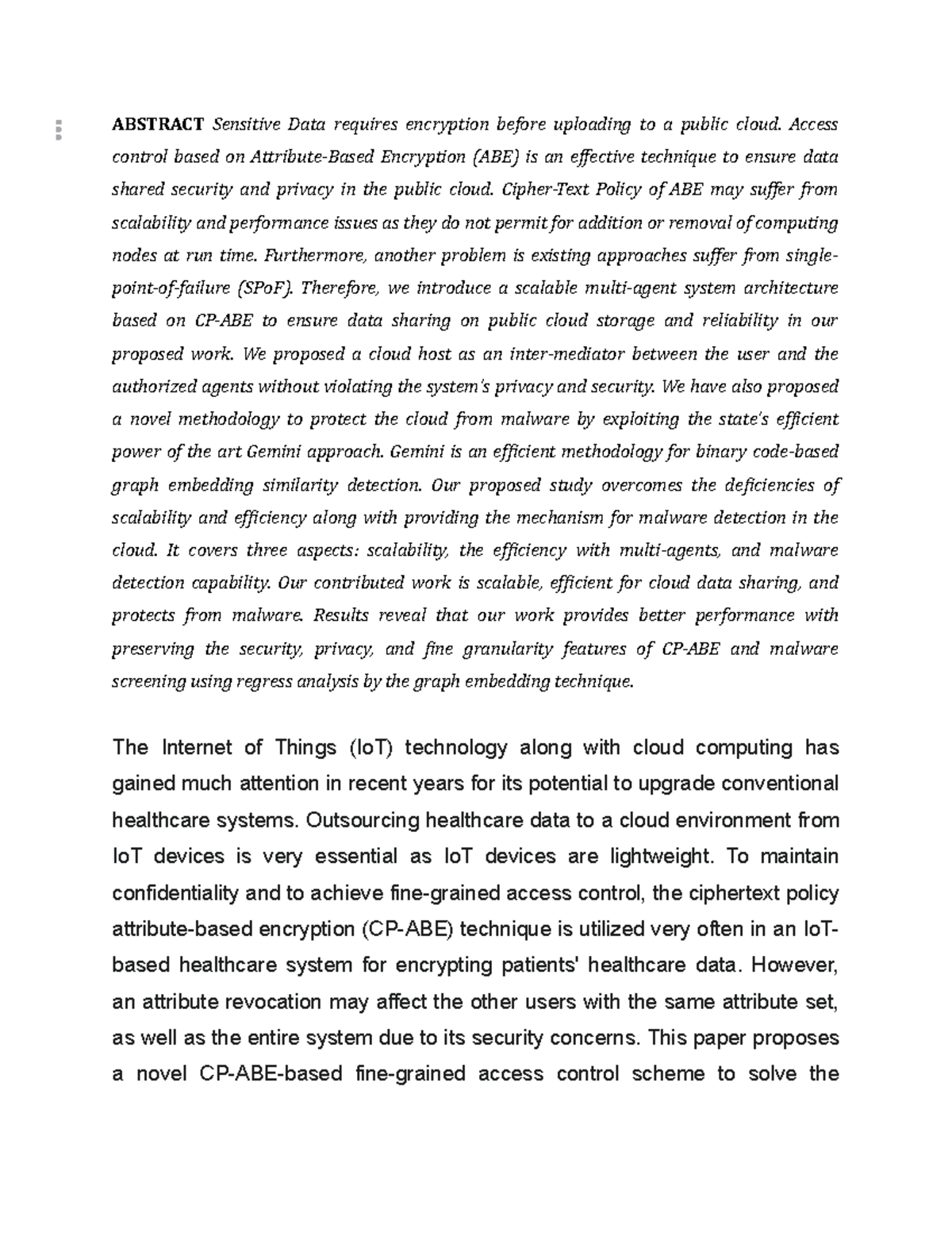 Abstracts new - ABSTRACT Sensitive Data requires encryption before uploading to a public cloud ...