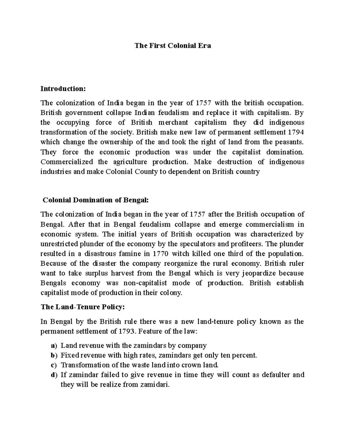 New Microsoft Word Document - The First Colonial Era Introduction: The ...