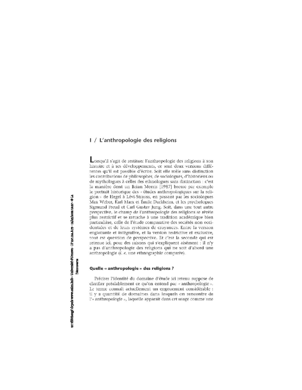 Lionel Obadia Anthropologie de la religion (Chap. 1) - SRS3315 - Studocu