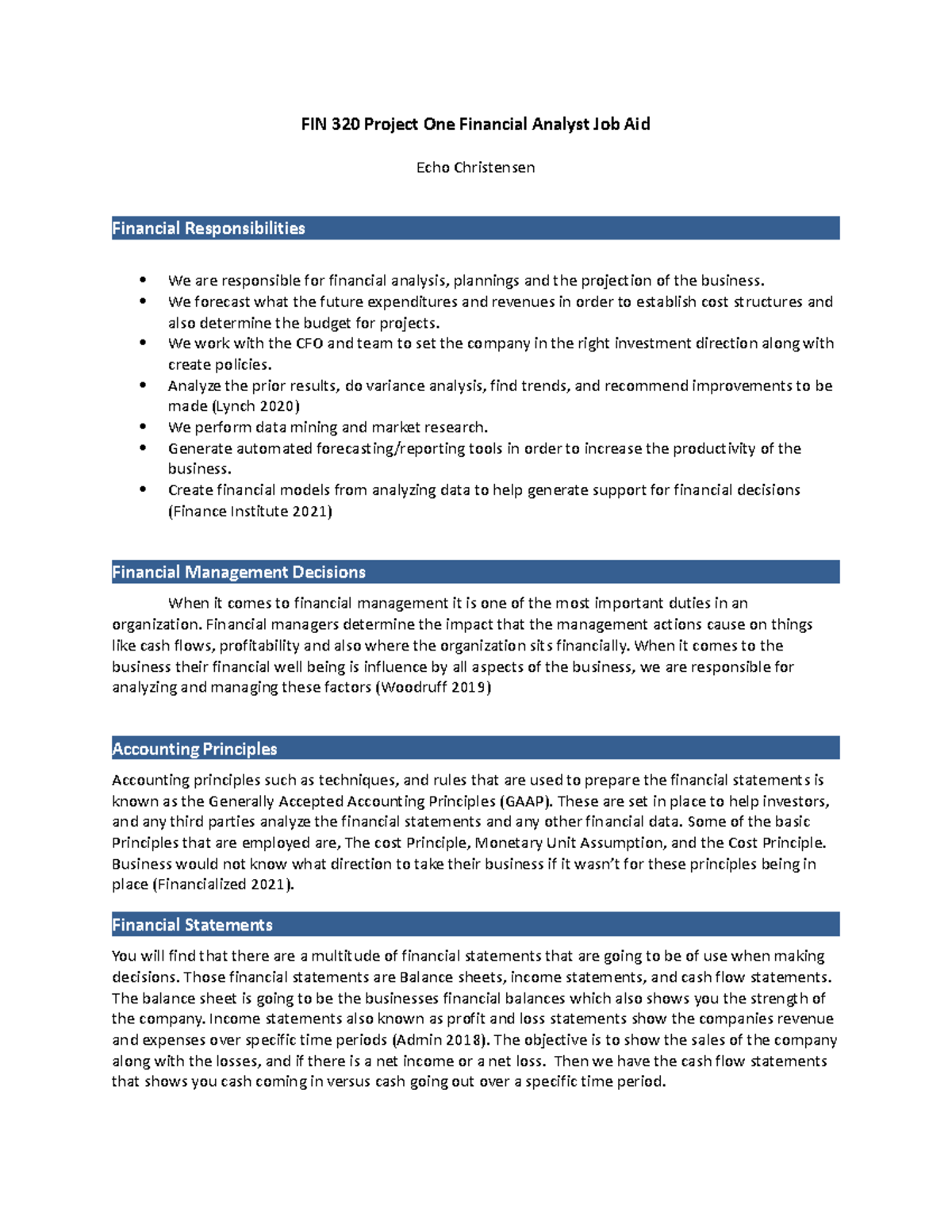 3-2 Project One Financial Analyst Job Aid - We forecast what the future ...