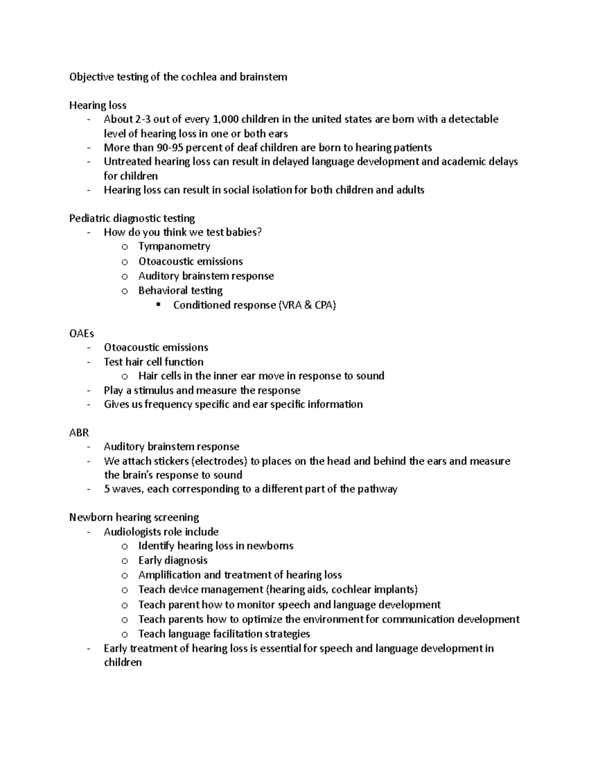 Objective testing of the cochlea and brainstem 4:8 - Objective testing ...