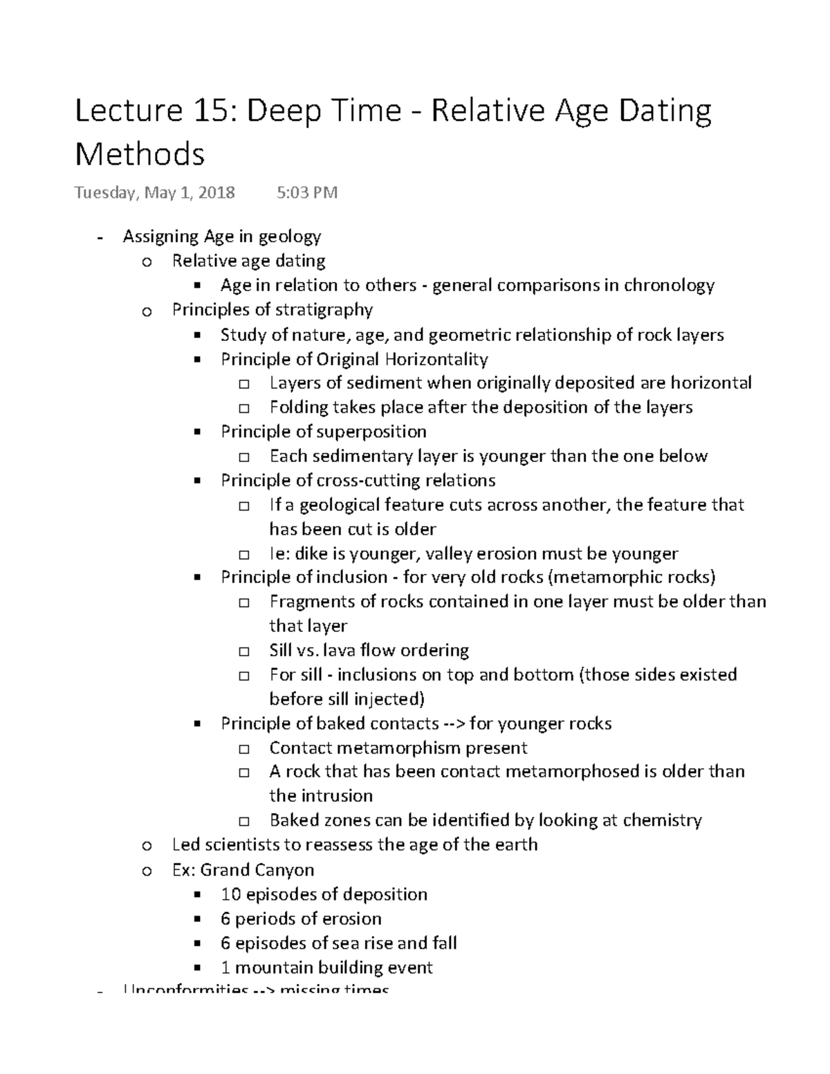 Lecture 15 Deep Time - Relative Age Dating Methods - lava flow ordering ...
